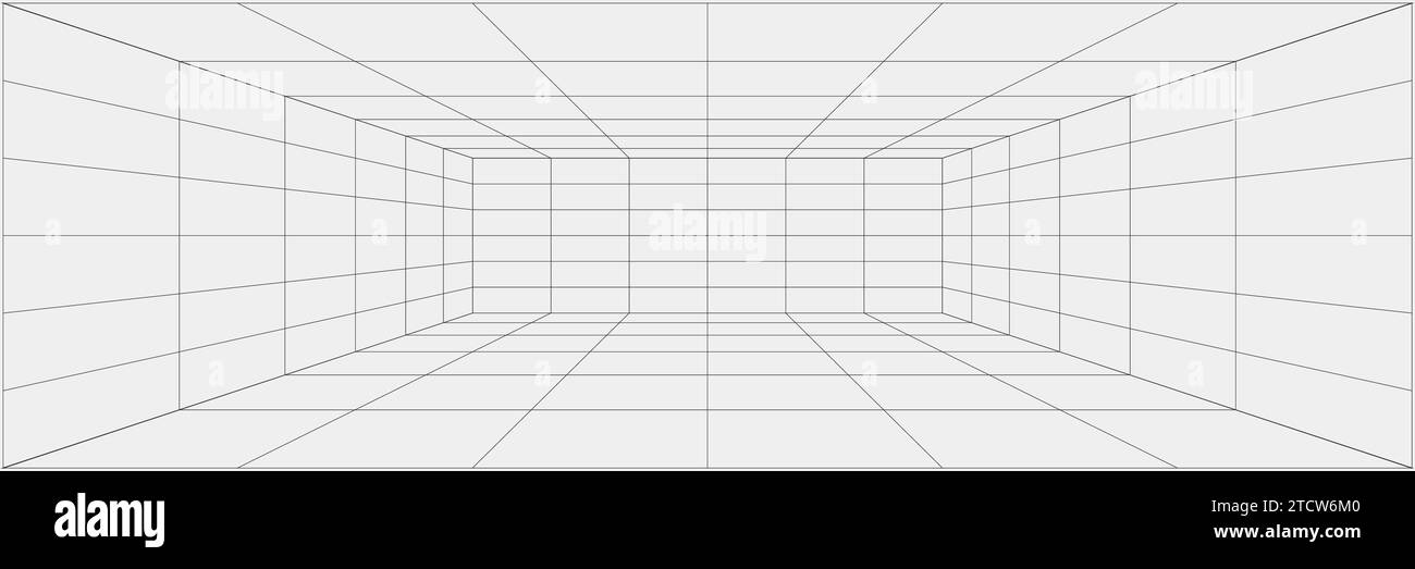 Abstract wireframes, cyberpunk elements and perspective black grid ...