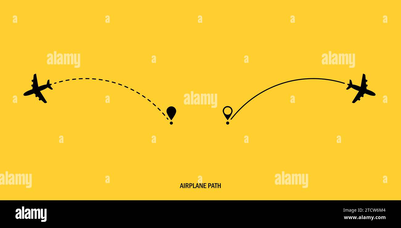 Travel concept. Dotted path airplane. Aircraft tracking. Airplane route ...