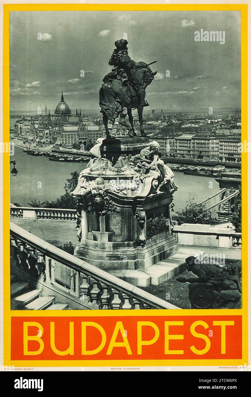 Budapest Travel Poster feat Danube river. The city of Athenaeum by ...