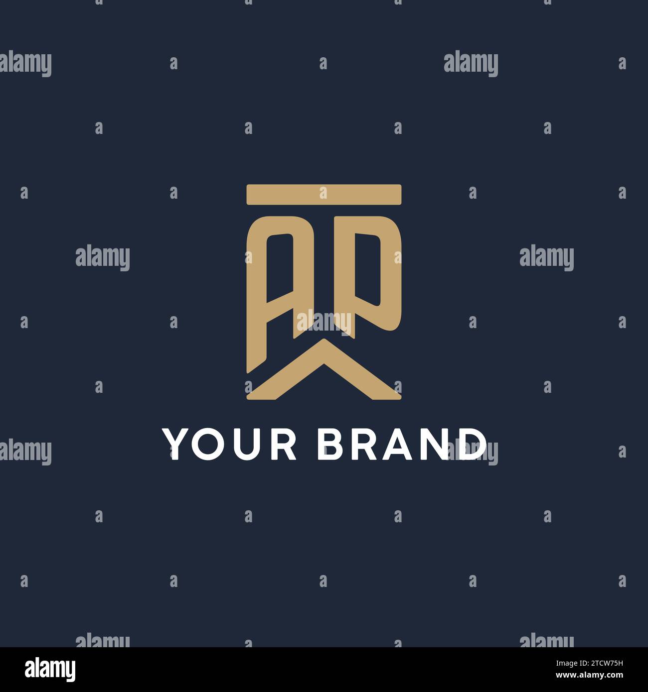 AP initial monogram logo design in a rectangular style with curved side ...