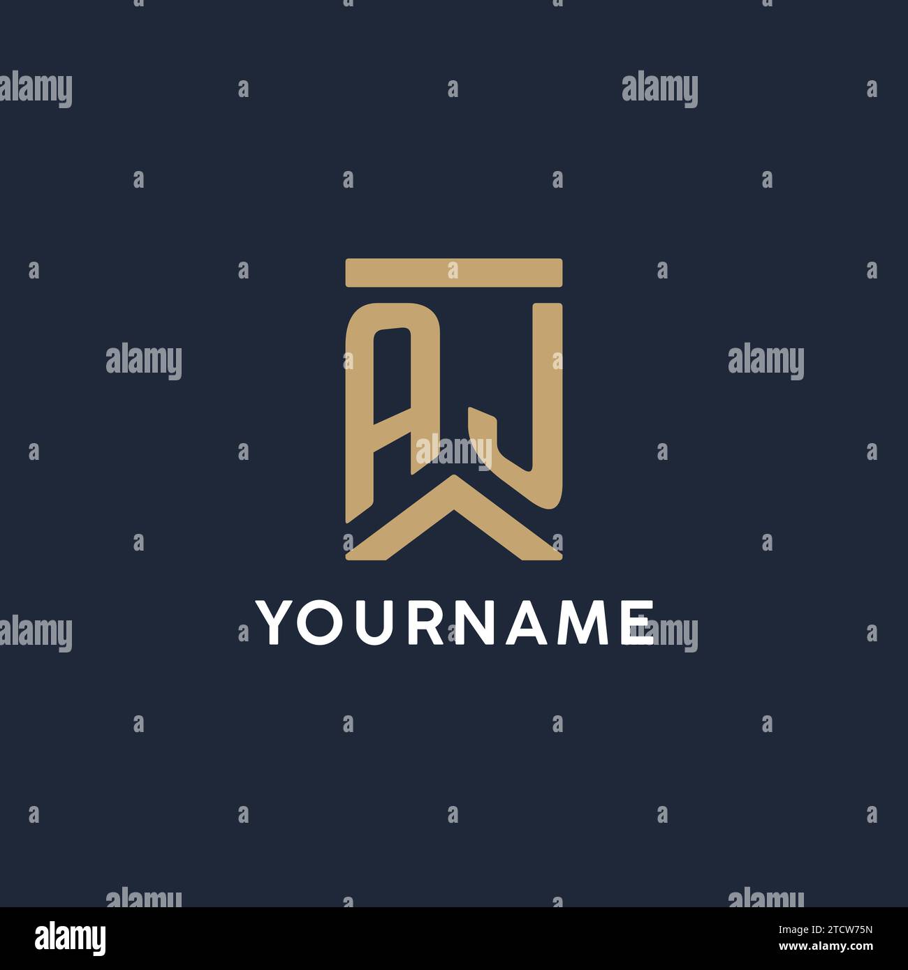 AJ initial monogram logo design in a rectangular style with curved side ideas Stock Vector Image ...