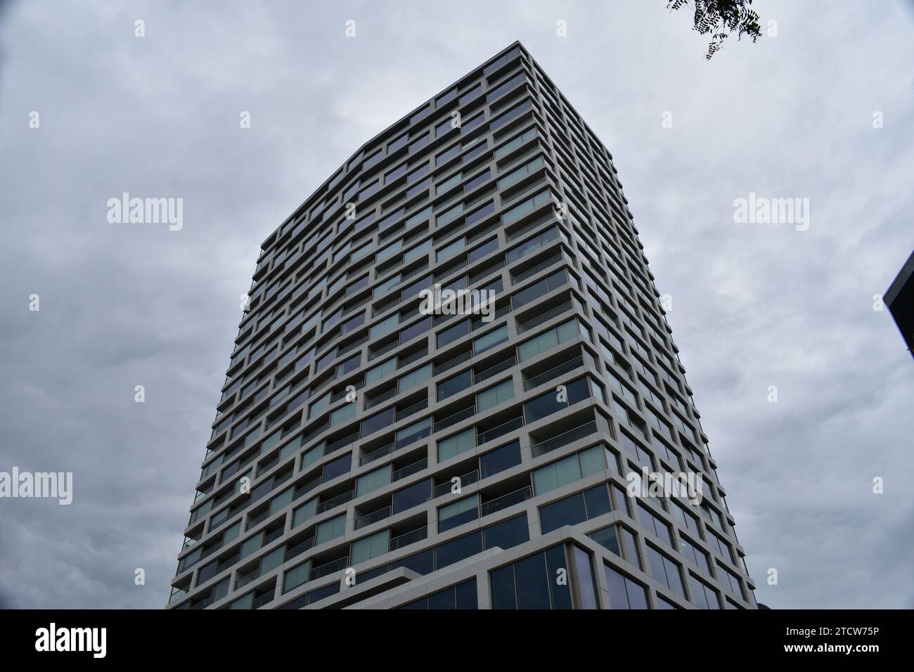 Street view of the Antwerp Tower, a luxury residential building in the ...