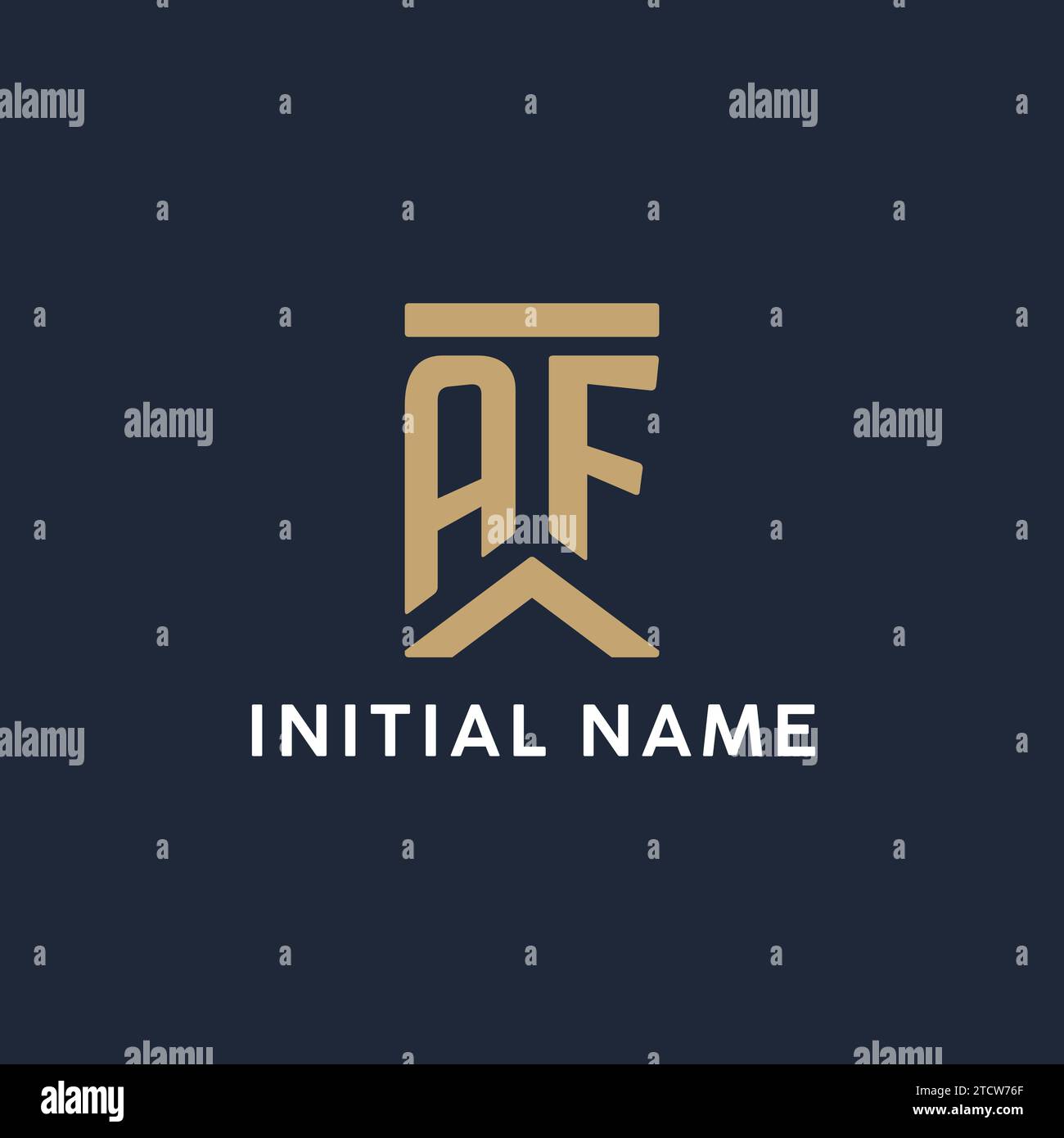 AF initial monogram logo design in a rectangular style with curved side ...