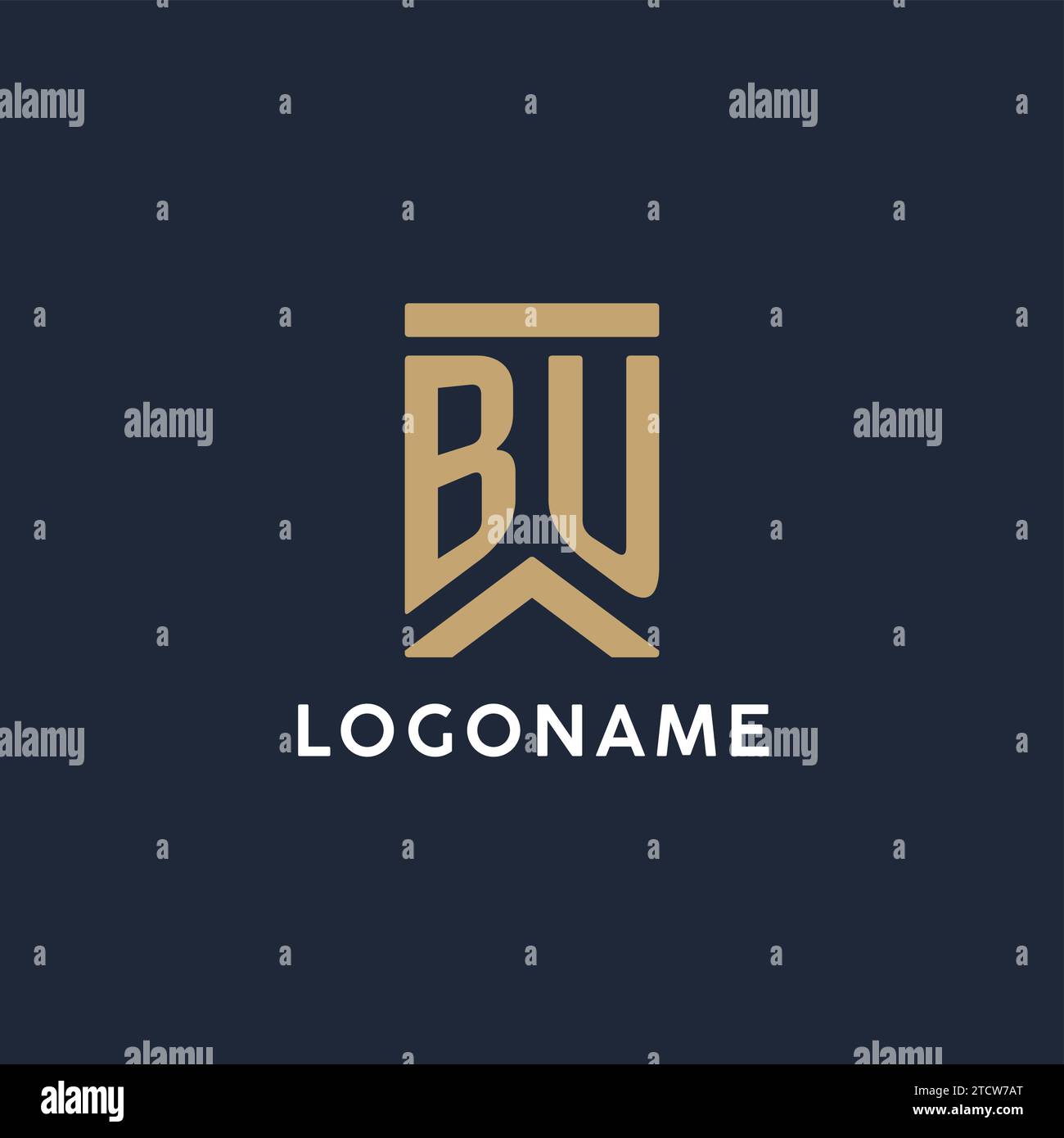 BU initial monogram logo design in a rectangular style with curved side ...