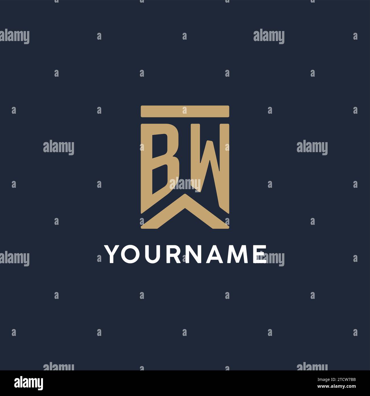 BW initial monogram logo design in a rectangular style with curved side ...