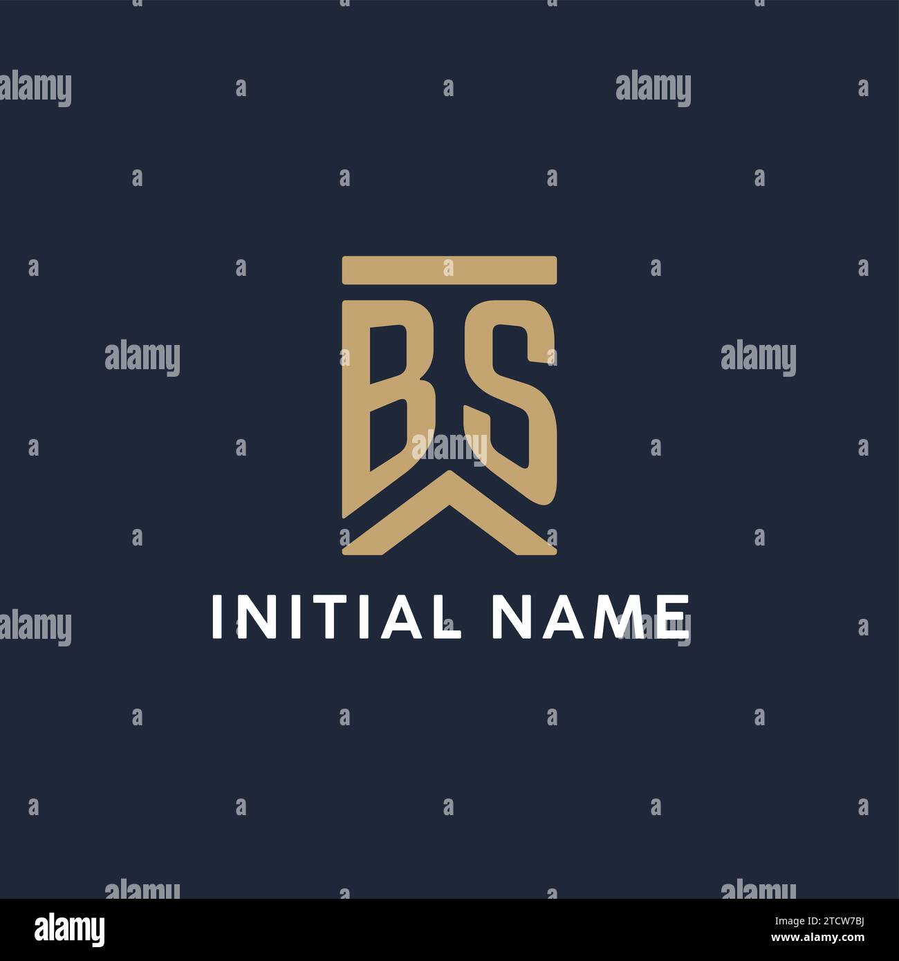 BS initial monogram logo design in a rectangular style with curved side ...