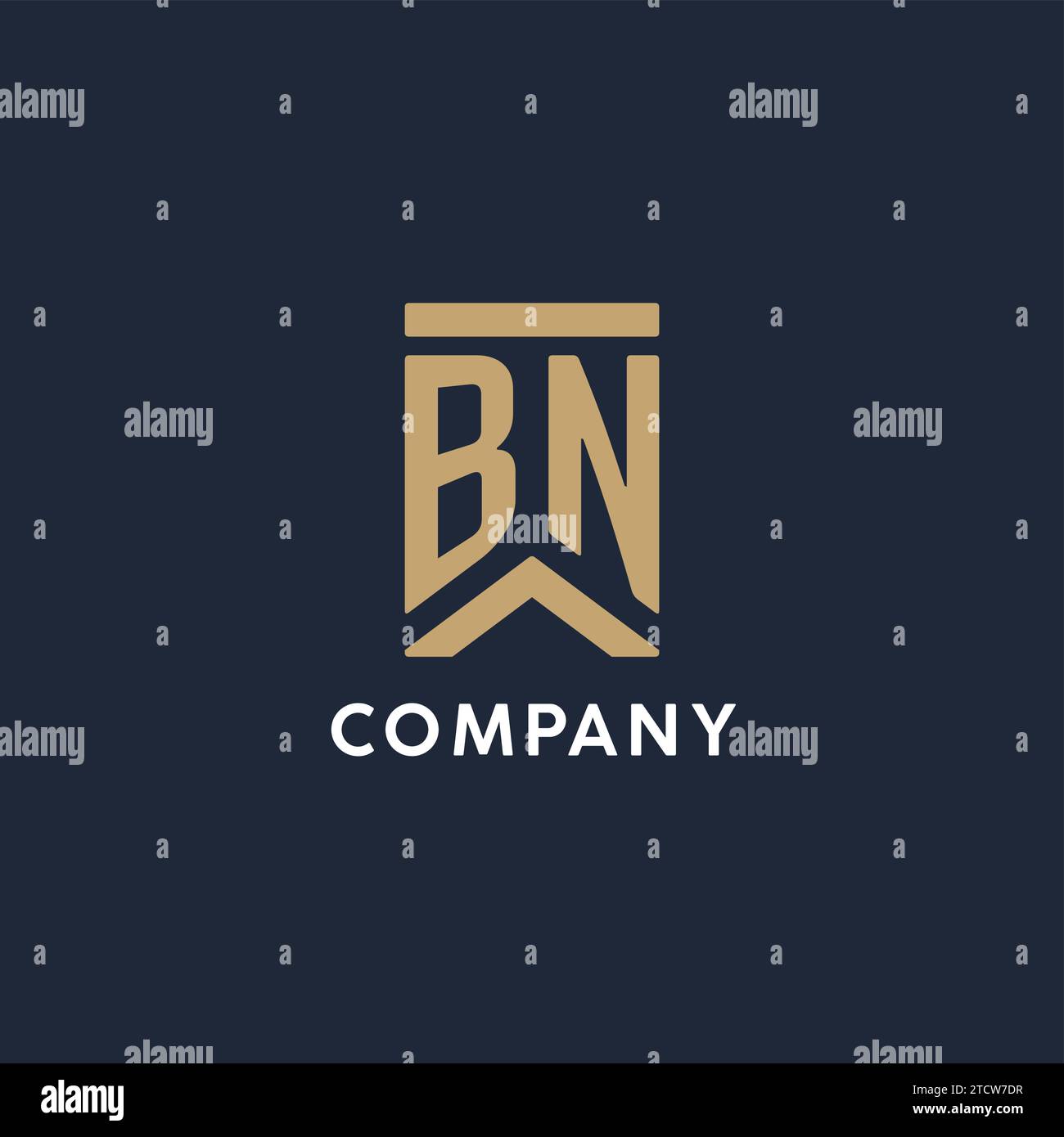 BN initial monogram logo design in a rectangular style with curved side ideas Stock Vector Image ...