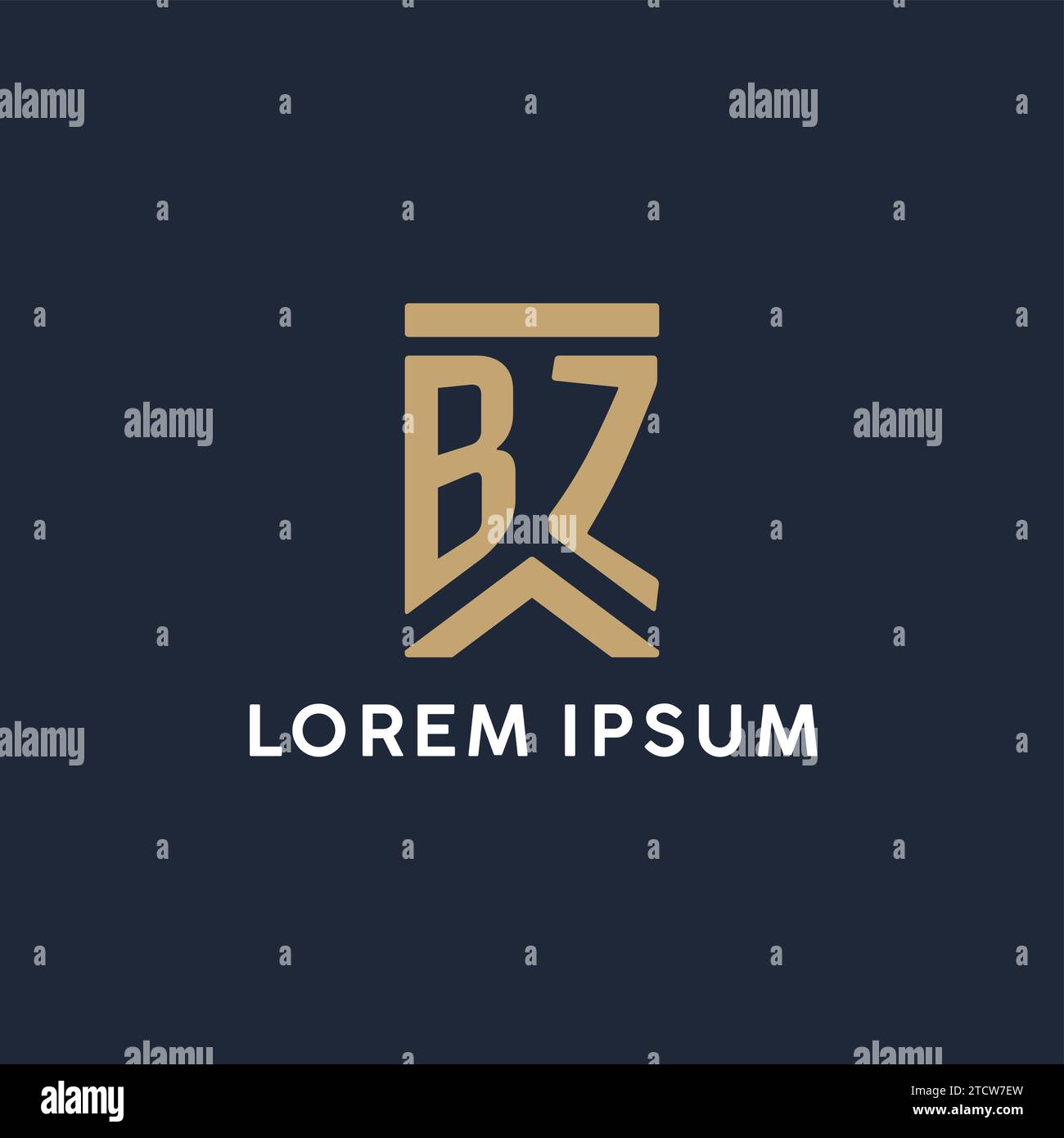 BZ initial monogram logo design in a rectangular style with curved side ...
