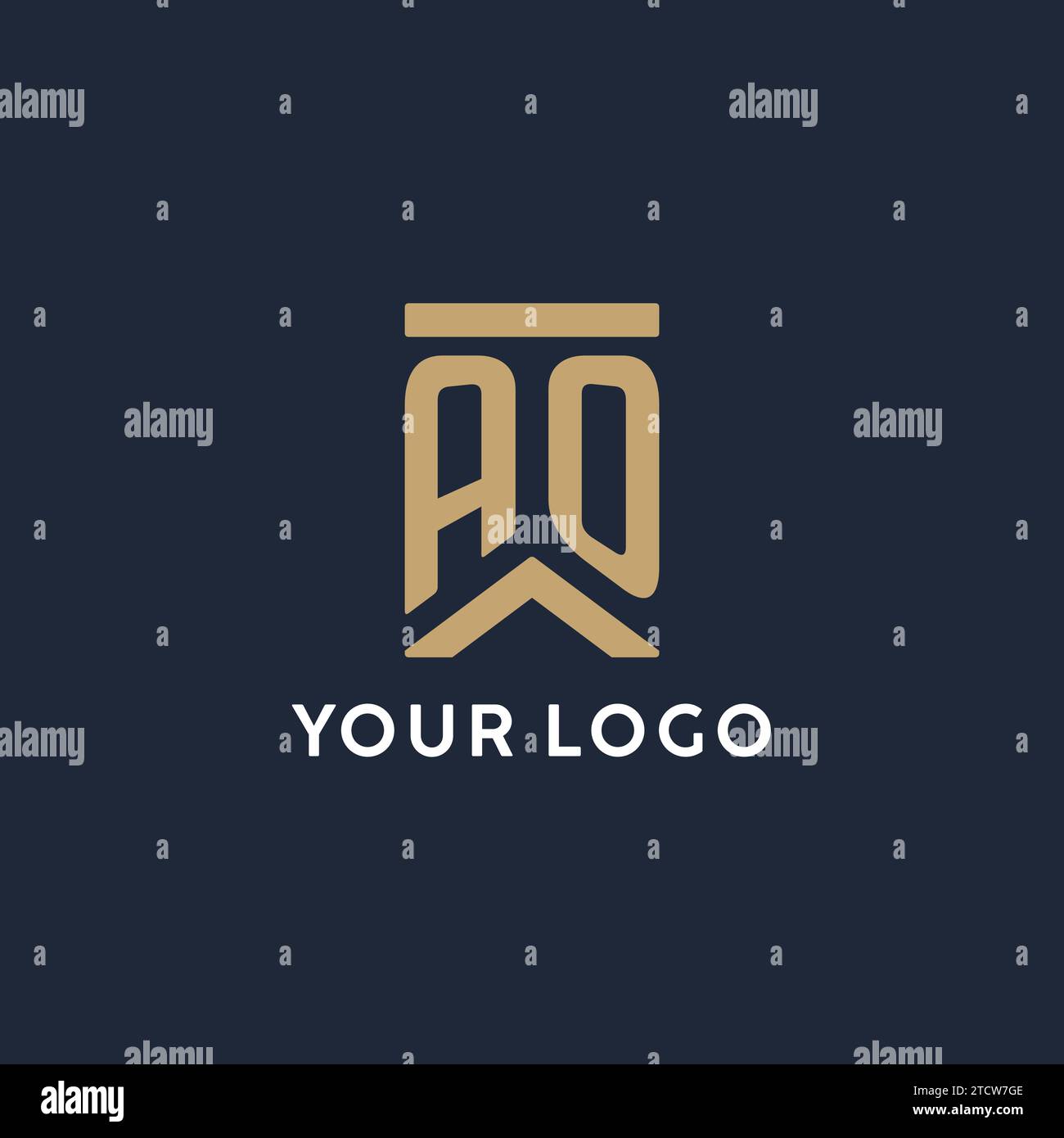 AO initial monogram logo design in a rectangular style with curved side ...