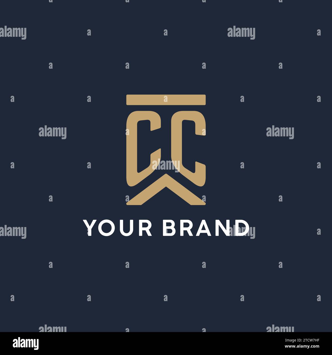 CC initial monogram logo design in a rectangular style with curved side ...