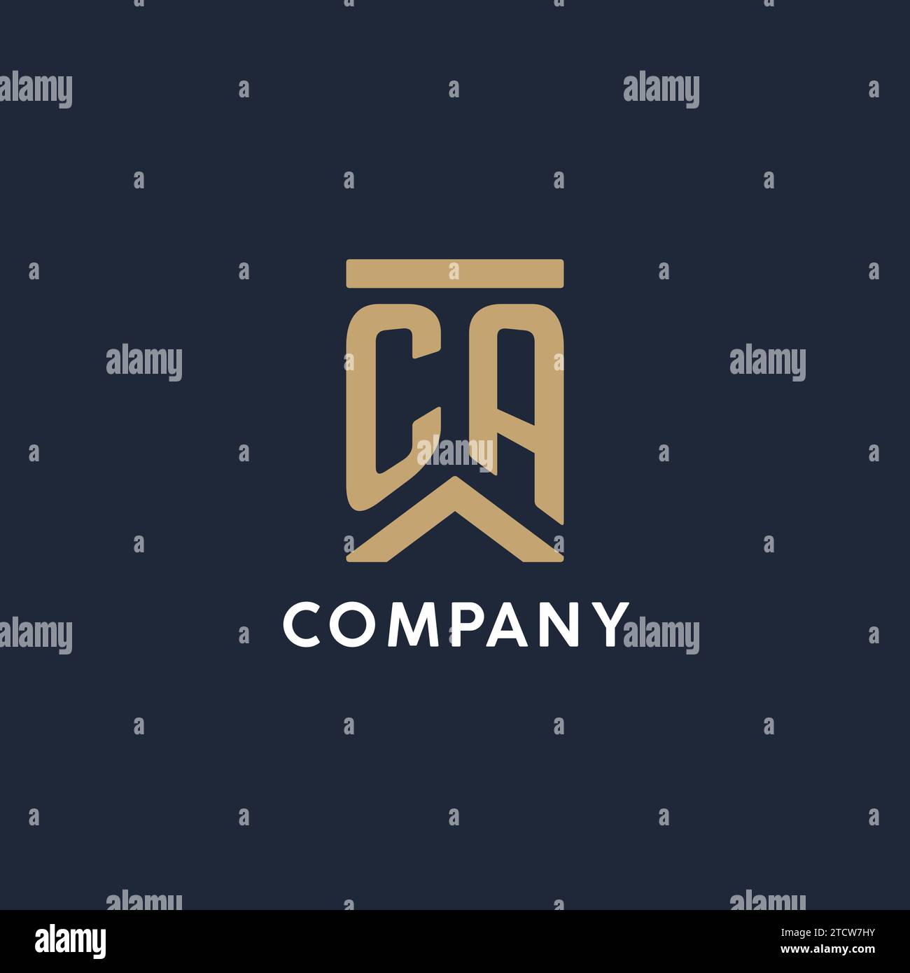 CA initial monogram logo design in a rectangular style with curved side ...