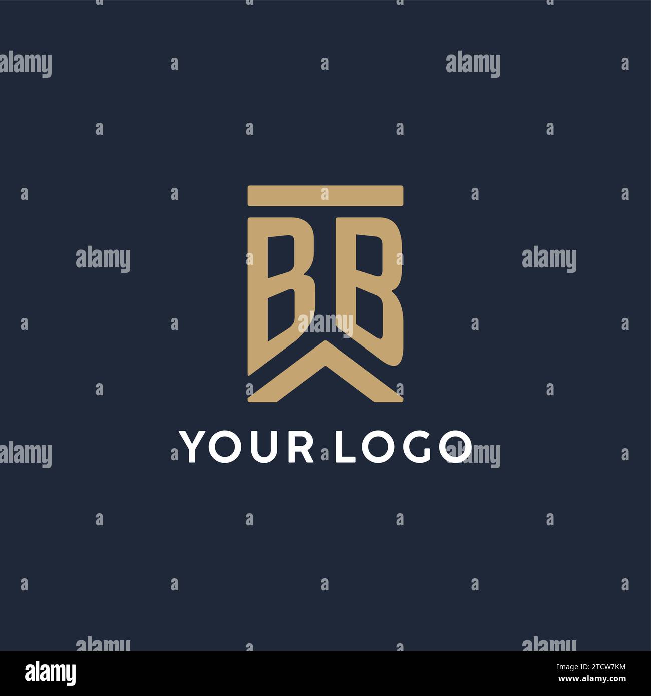 BB initial monogram logo design in a rectangular style with curved side ...