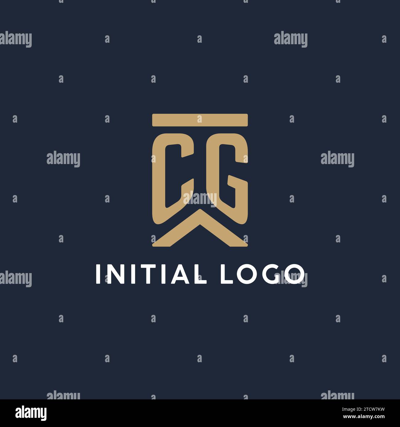 CG initial monogram logo design in a rectangular style with curved side ...