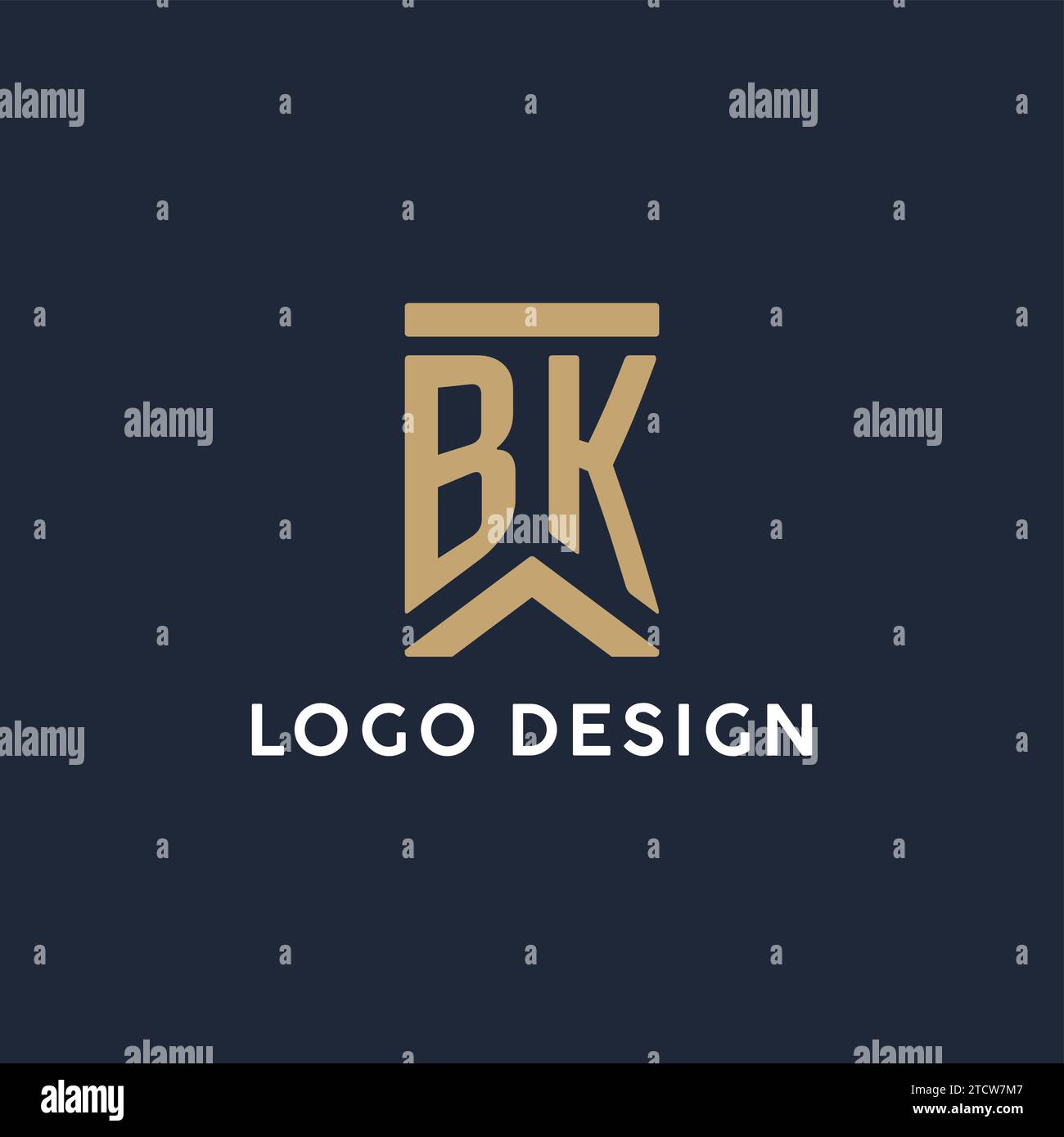BK initial monogram logo design in a rectangular style with curved side ideas Stock Vector Image ...