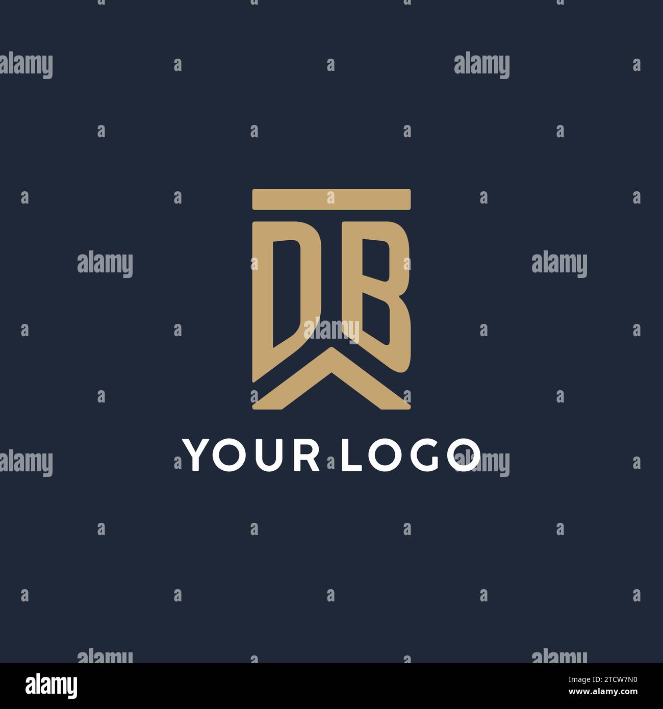 Db Initial Monogram Logo Design In A Rectangular Style With Curved Side