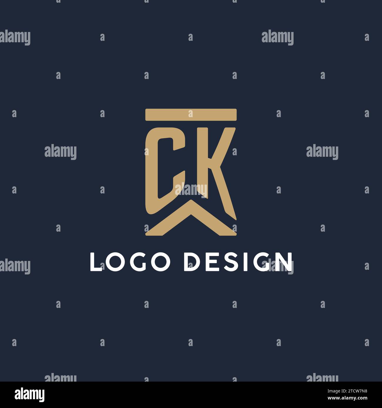 CK initial monogram logo design in a rectangular style with curved side ideas Stock Vector Image ...