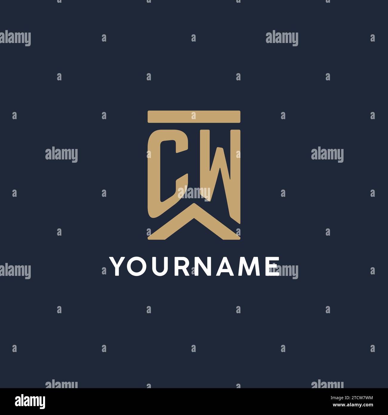 CW initial monogram logo design in a rectangular style with curved side ideas Stock Vector Image ...
