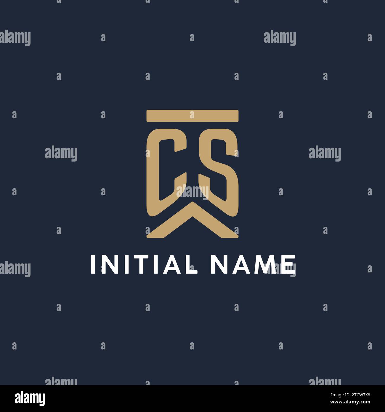 CS initial monogram logo design in a rectangular style with curved side ...