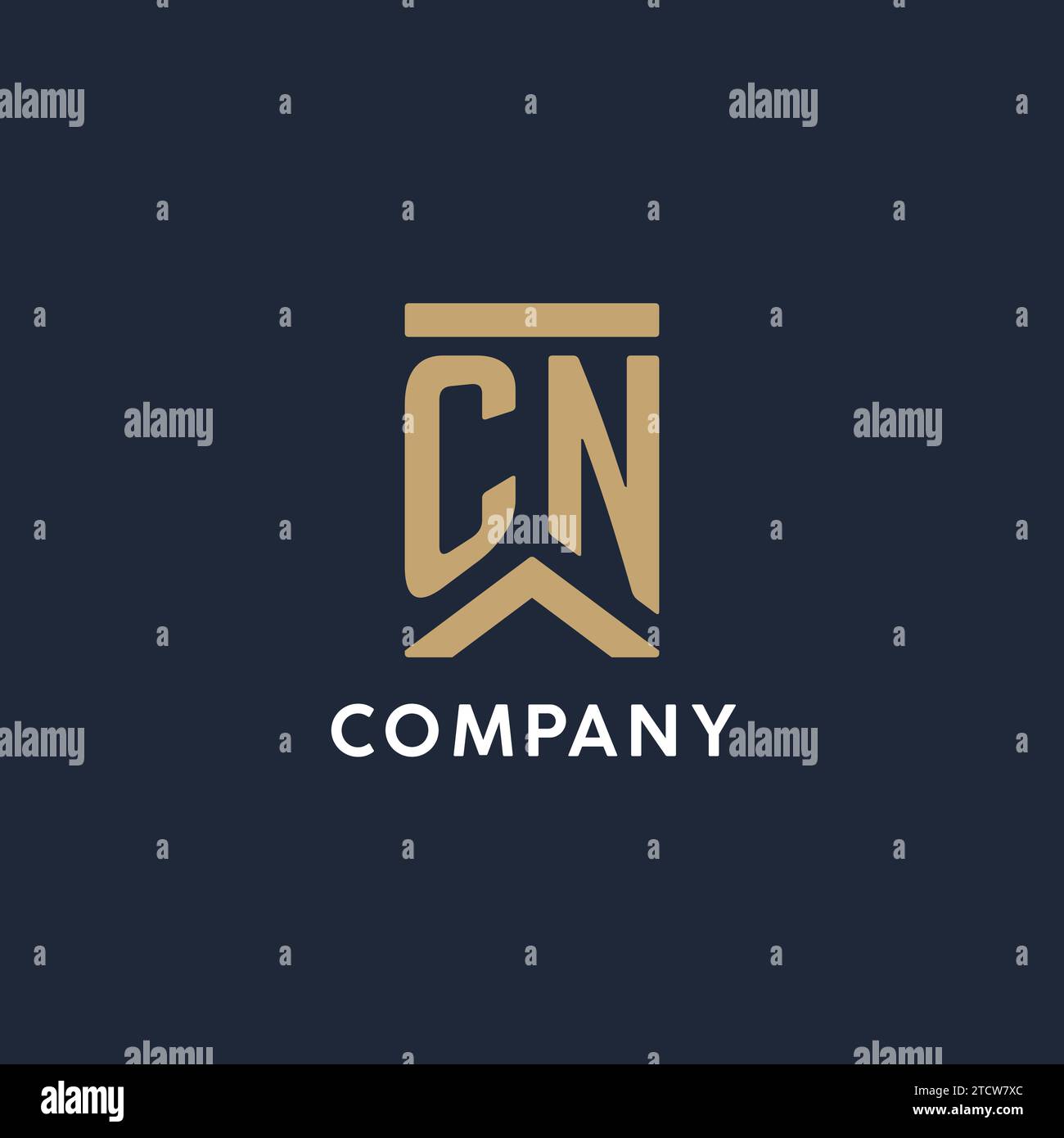 CN initial monogram logo design in a rectangular style with curved side ideas Stock Vector Image ...