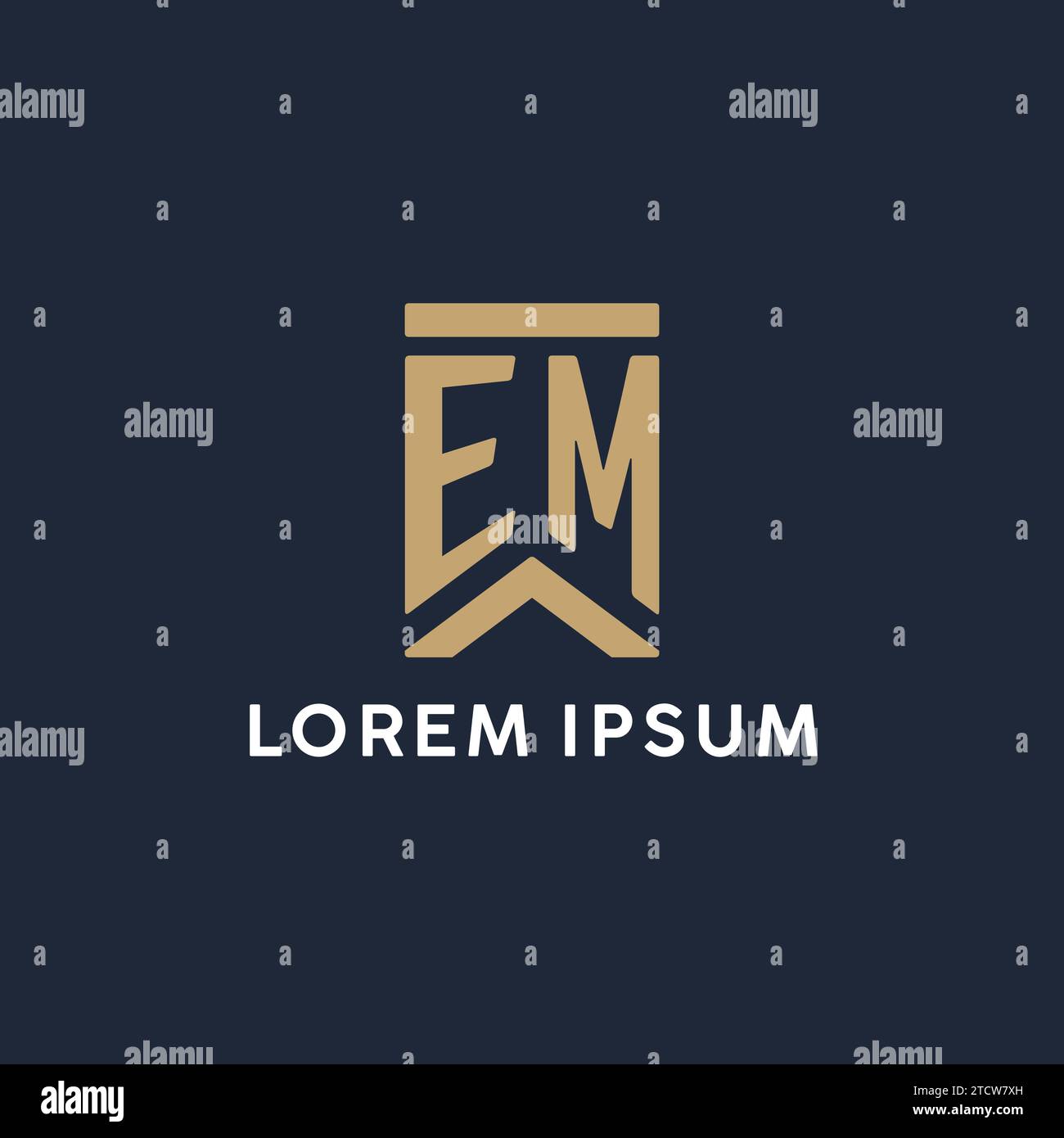 EM initial monogram logo design in a rectangular style with curved side ideas Stock Vector Image ...
