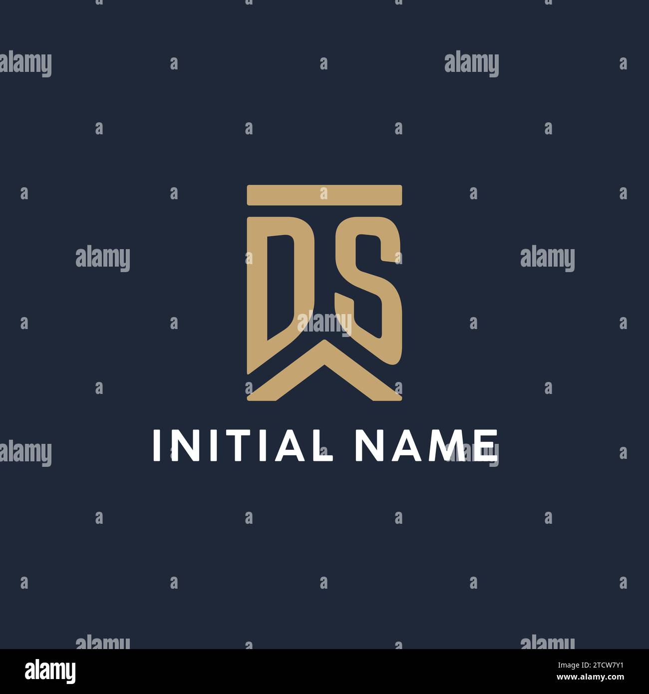 DS initial monogram logo design in a rectangular style with curved side ...