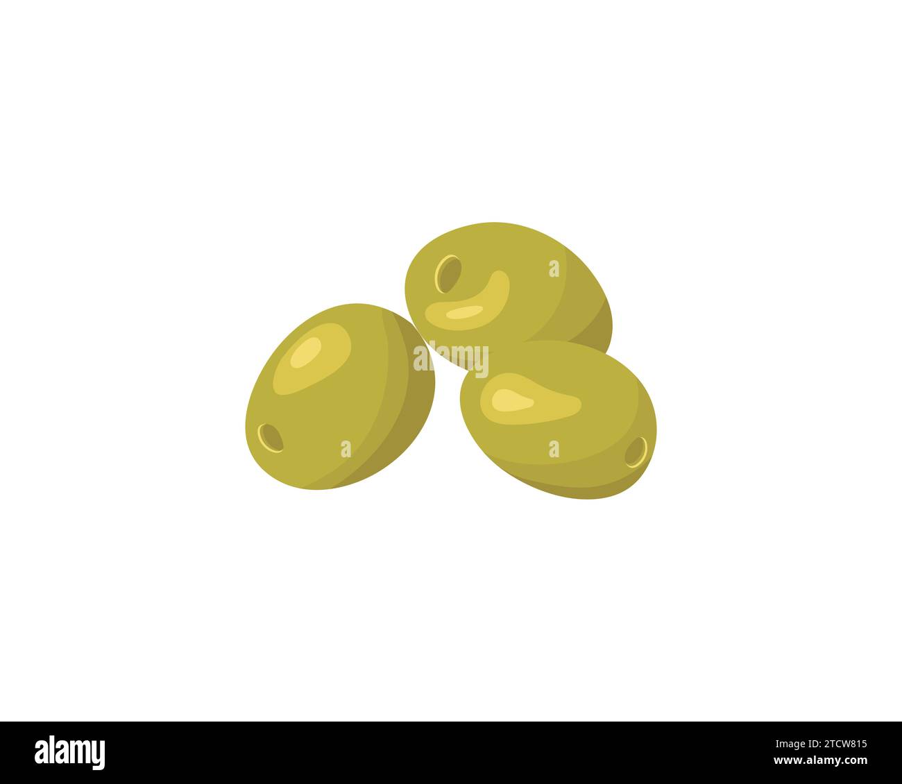 Green pitted olives in cartoon style. Vector illustration of green ...