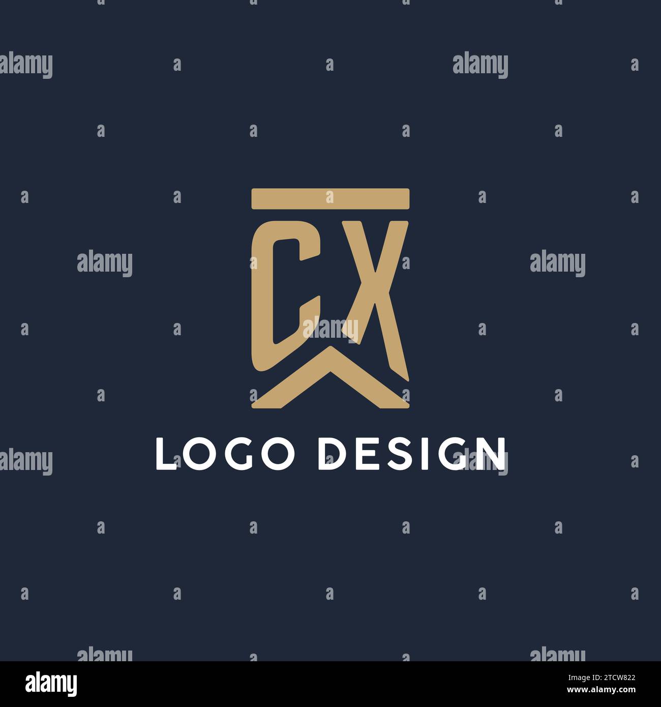 CX initial monogram logo design in a rectangular style with curved side ideas Stock Vector Image ...