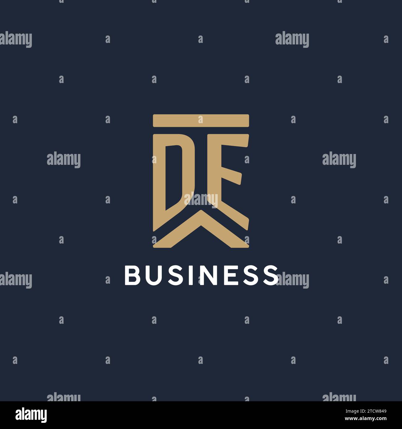 DE initial monogram logo design in a rectangular style with curved side ...