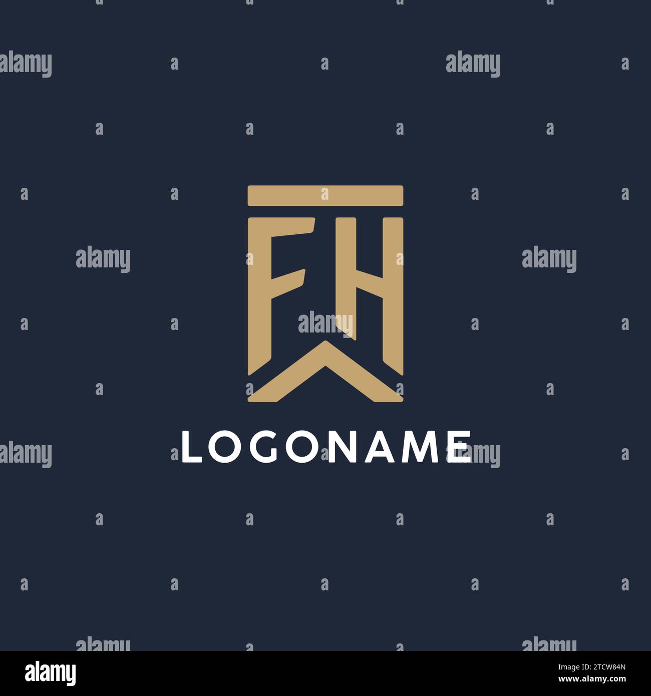 FH initial monogram logo design in a rectangular style with curved side ideas Stock Vector Image ...