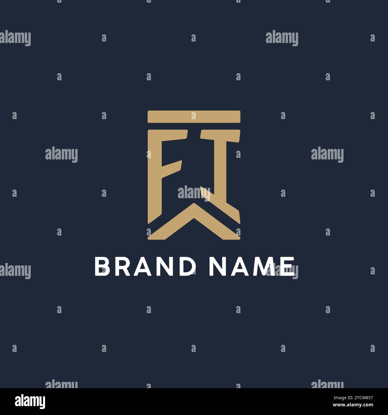 FI initial monogram logo design in a rectangular style with curved side ...