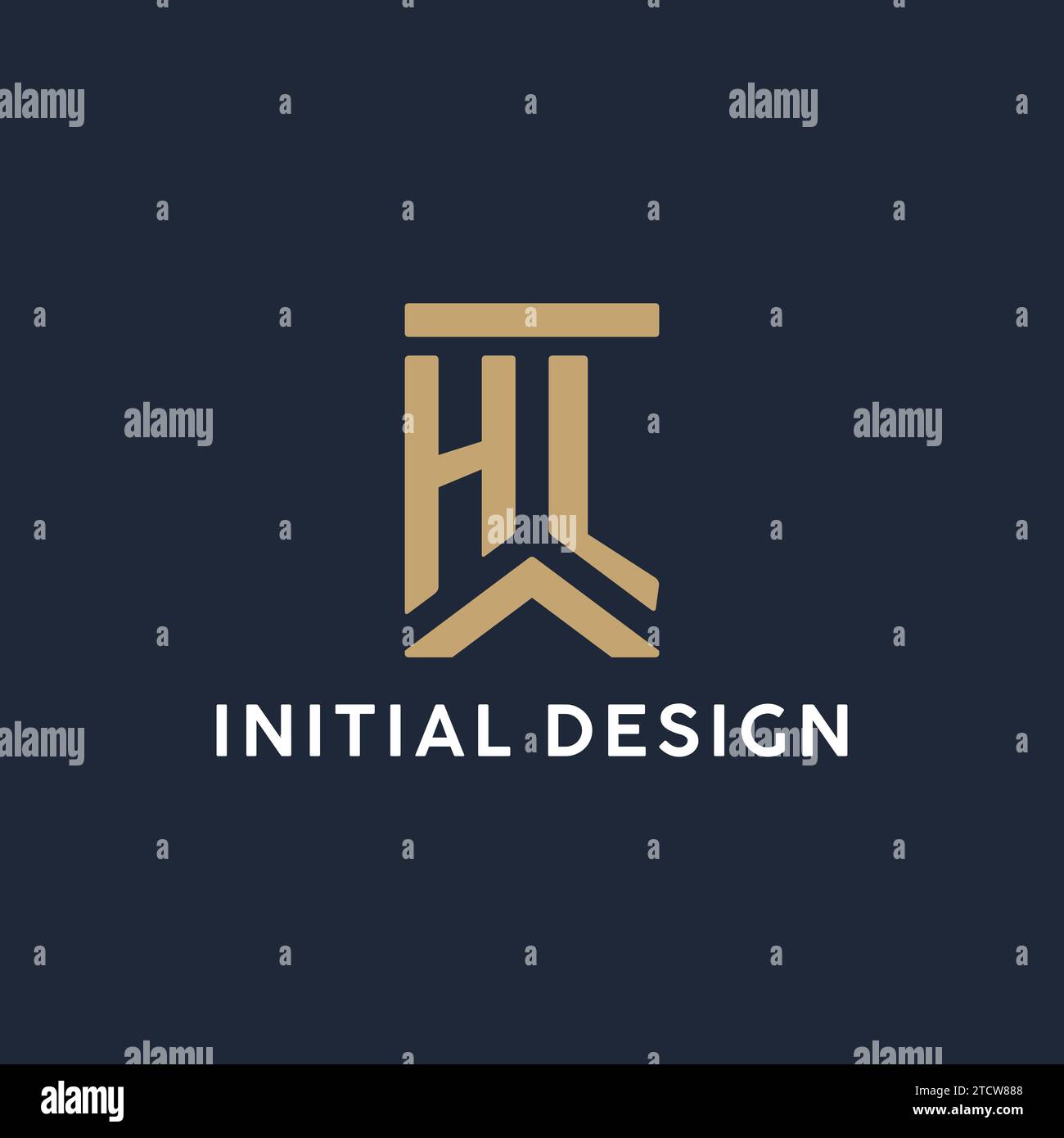 HL initial monogram logo design in a rectangular style with curved side ...