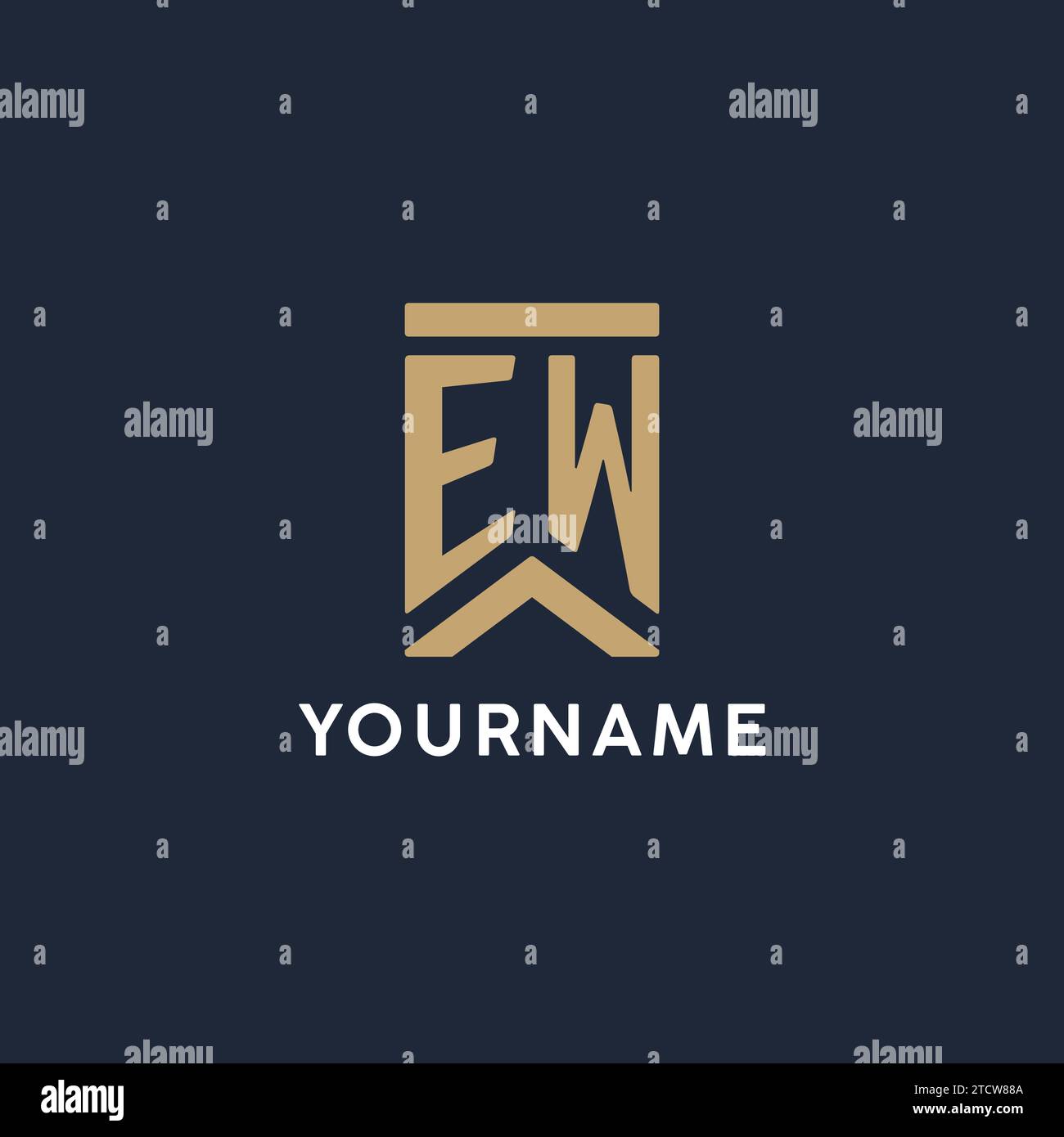 EW initial monogram logo design in a rectangular style with curved side ideas Stock Vector Image ...