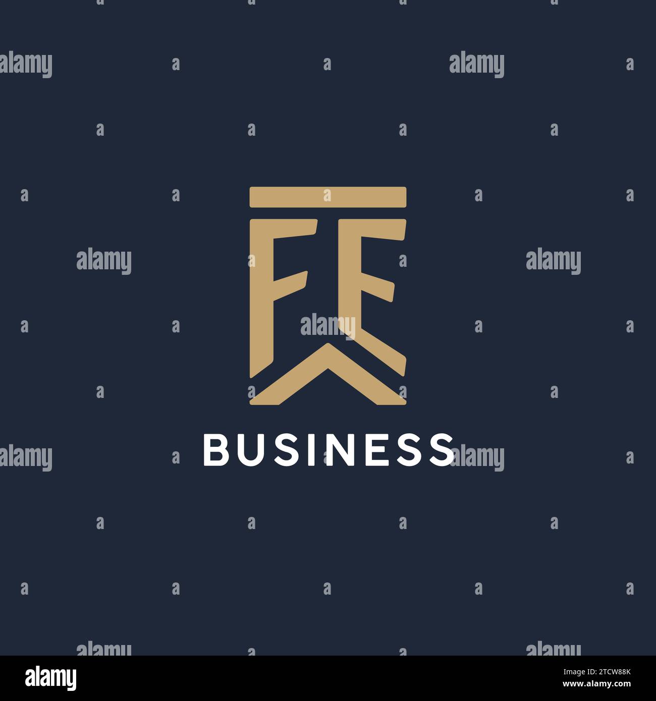 FE initial monogram logo design in a rectangular style with curved side ...