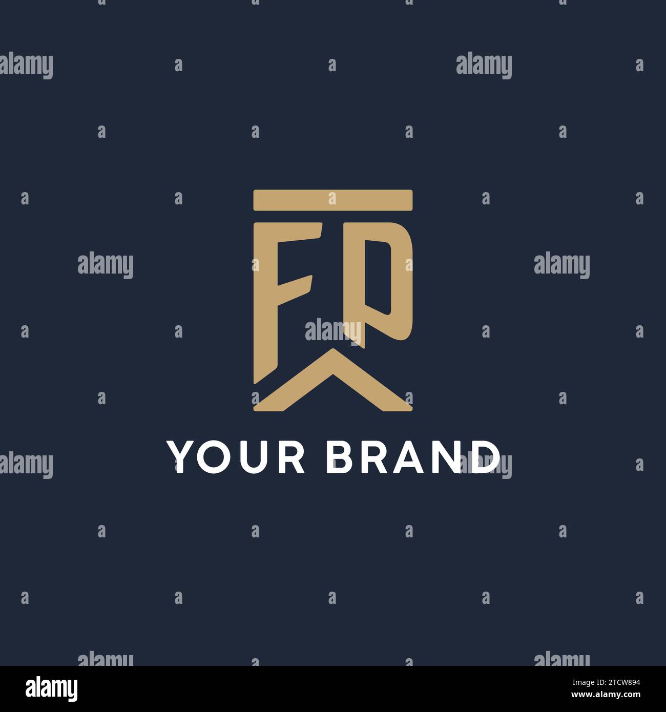 FP initial monogram logo design in a rectangular style with curved side ...
