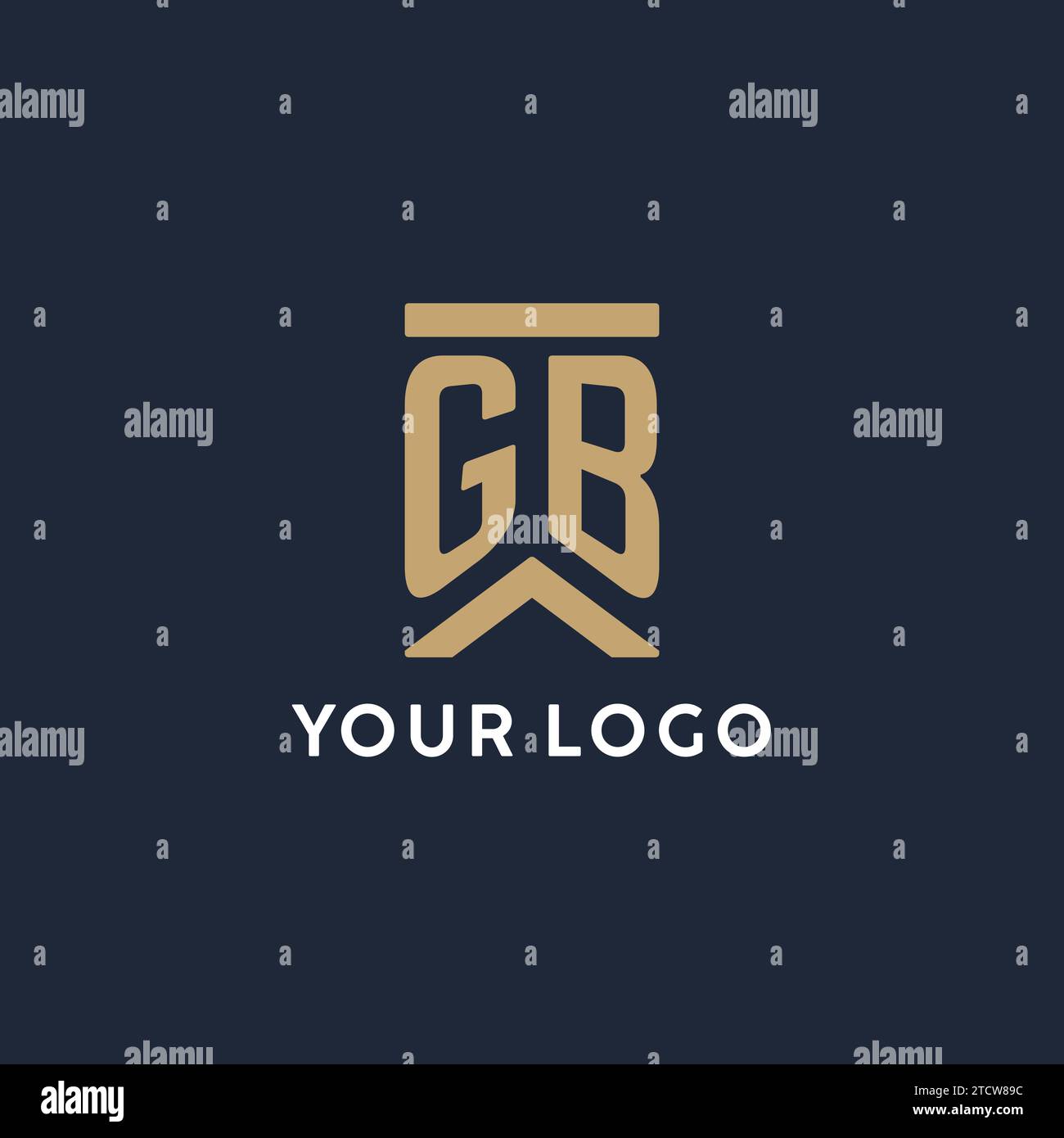 GB initial monogram logo design in a rectangular style with curved side ...