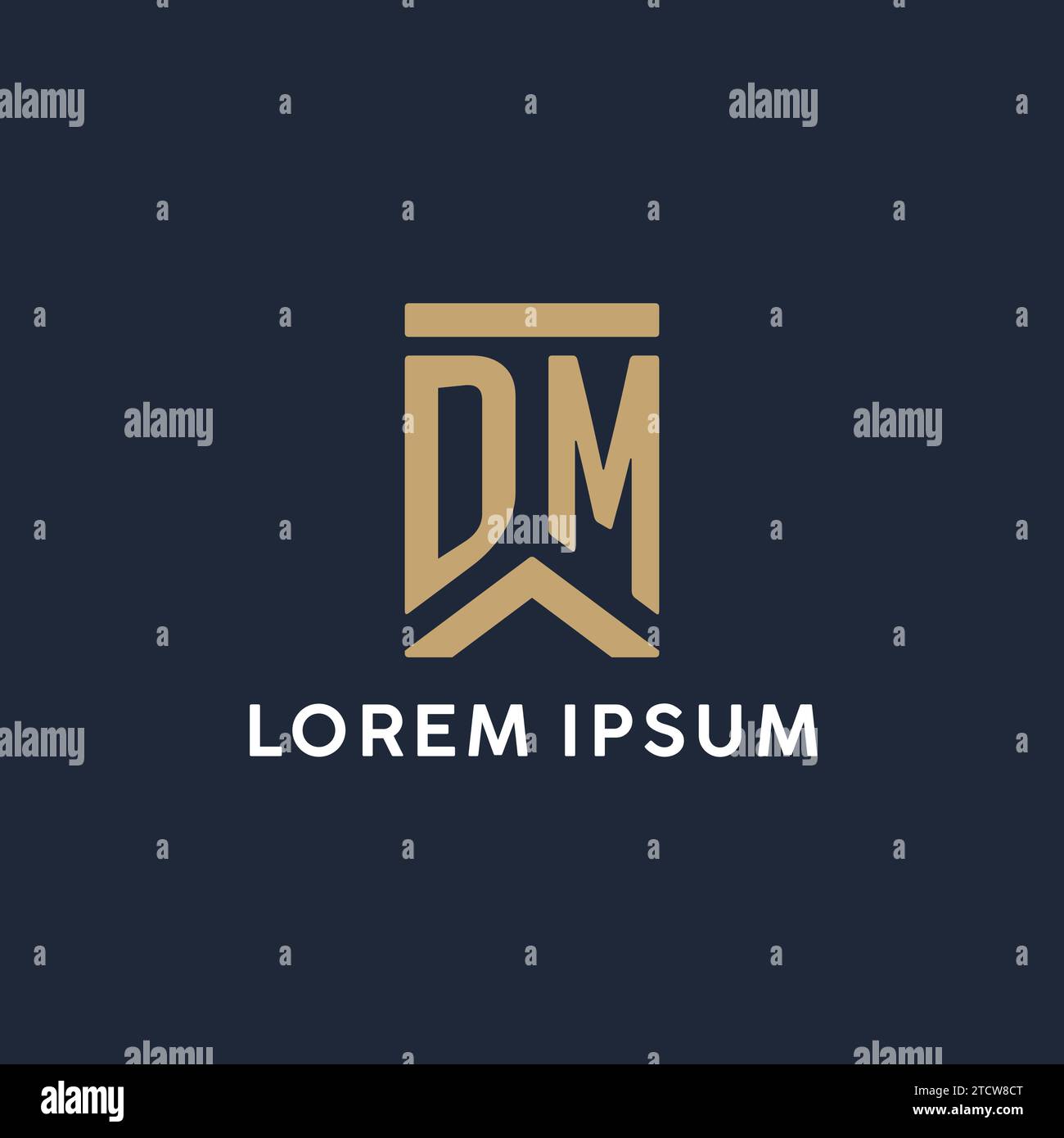 DM initial monogram logo design in a rectangular style with curved side ideas Stock Vector Image ...