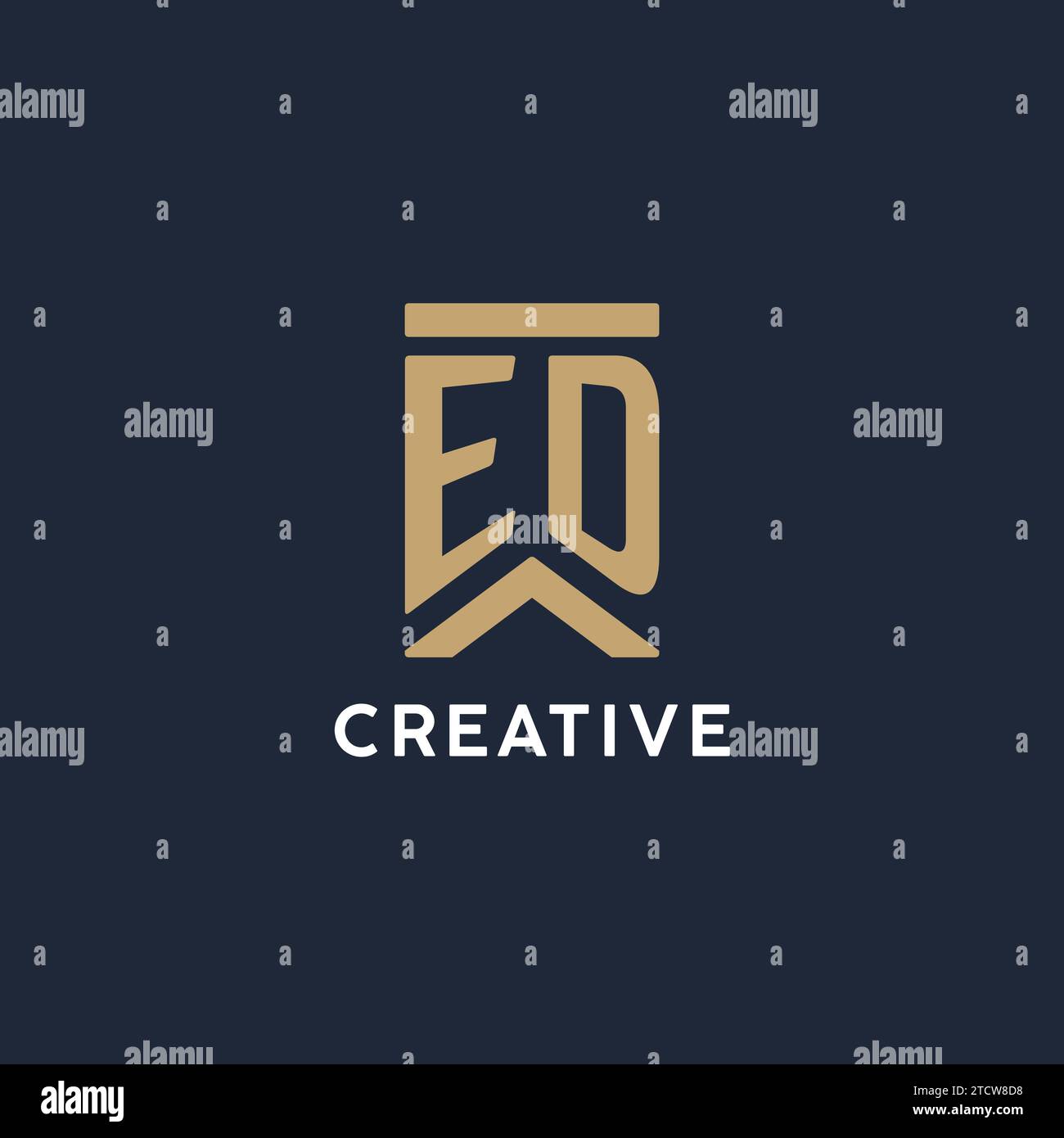 ED initial monogram logo design in a rectangular style with curved side ...