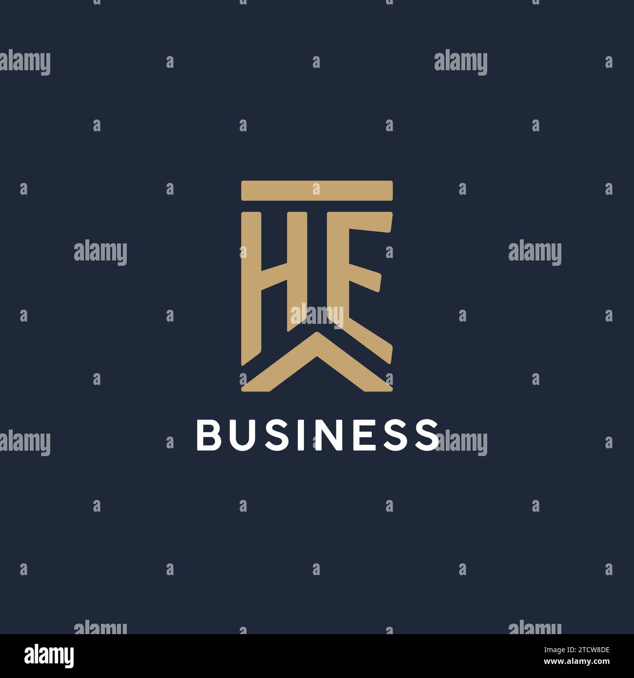 HE initial monogram logo design in a rectangular style with curved side ...