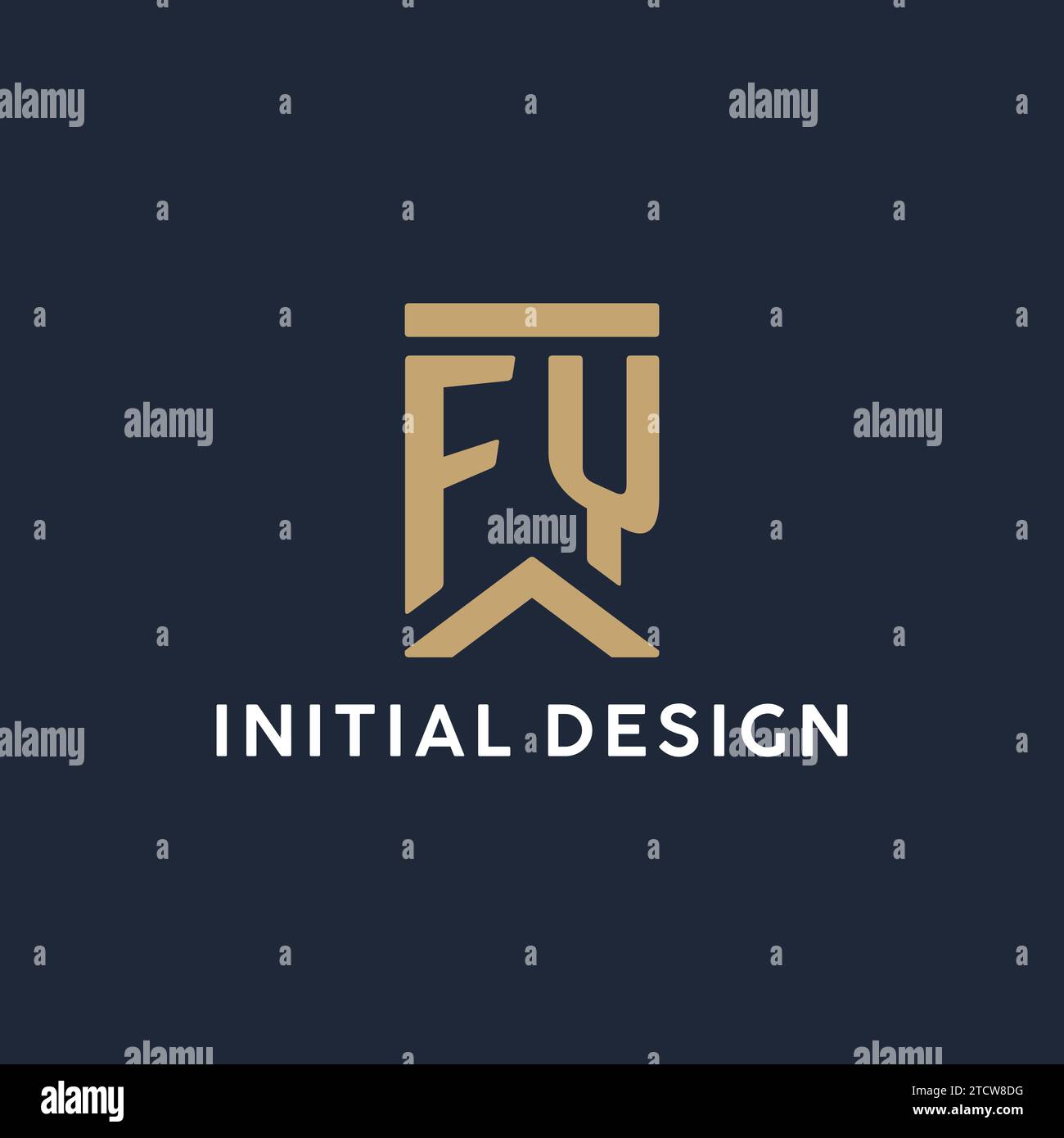 FY initial monogram logo design in a rectangular style with curved side ...
