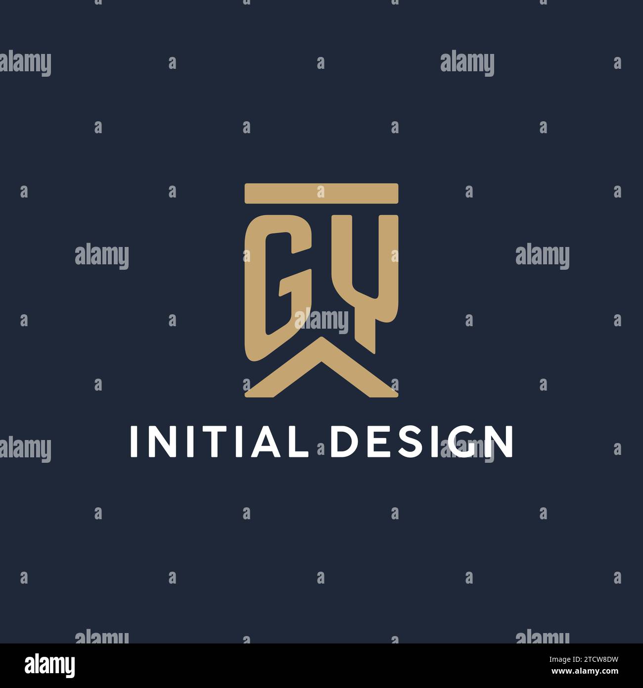 GY initial monogram logo design in a rectangular style with curved side ideas Stock Vector Image ...