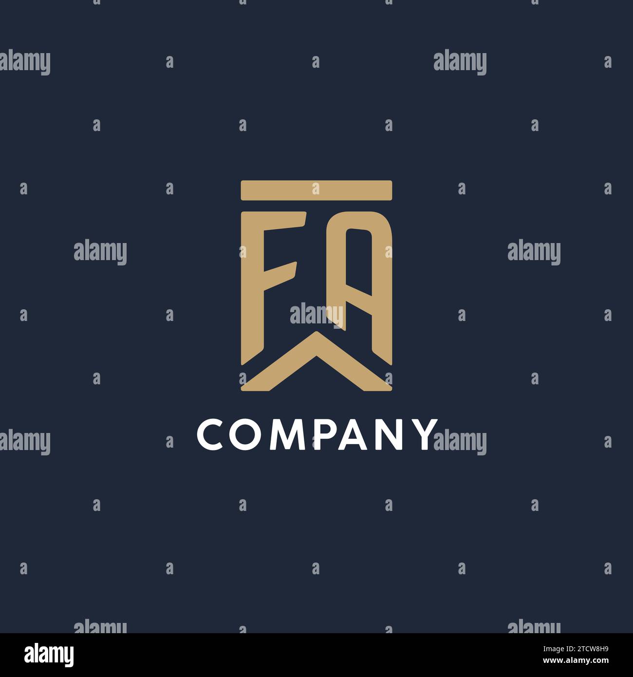 FA initial monogram logo design in a rectangular style with curved side ...
