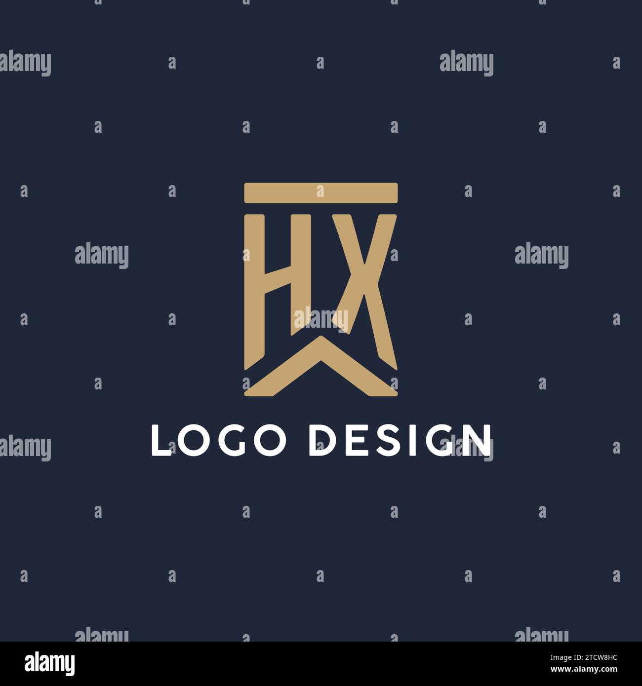 HX initial monogram logo design in a rectangular style with curved side ideas Stock Vector Image ...