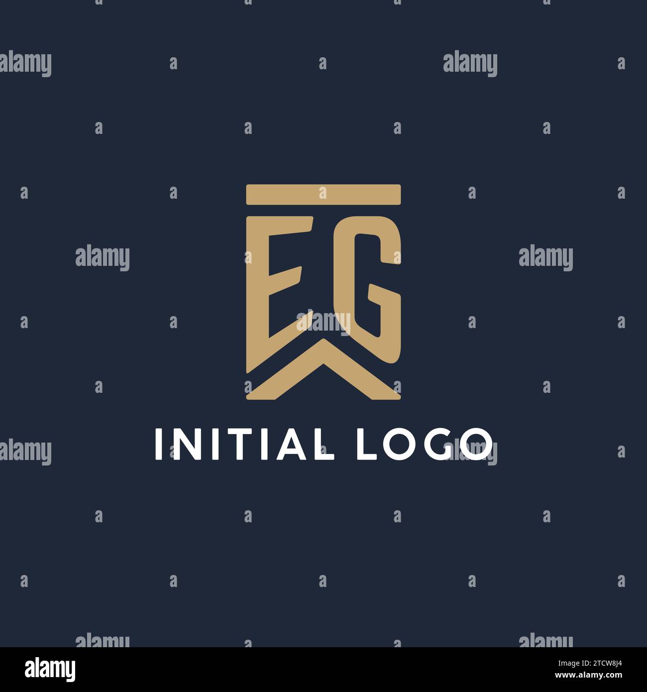 EG initial monogram logo design in a rectangular style with curved side ideas Stock Vector Image ...