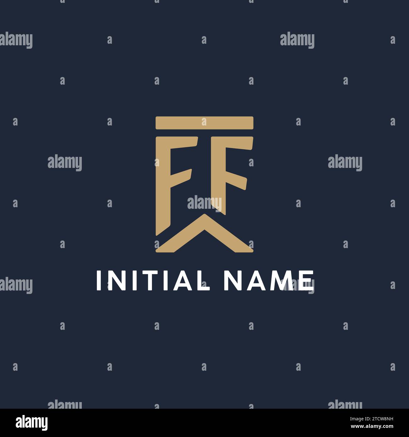 FF initial monogram logo design in a rectangular style with curved side ...