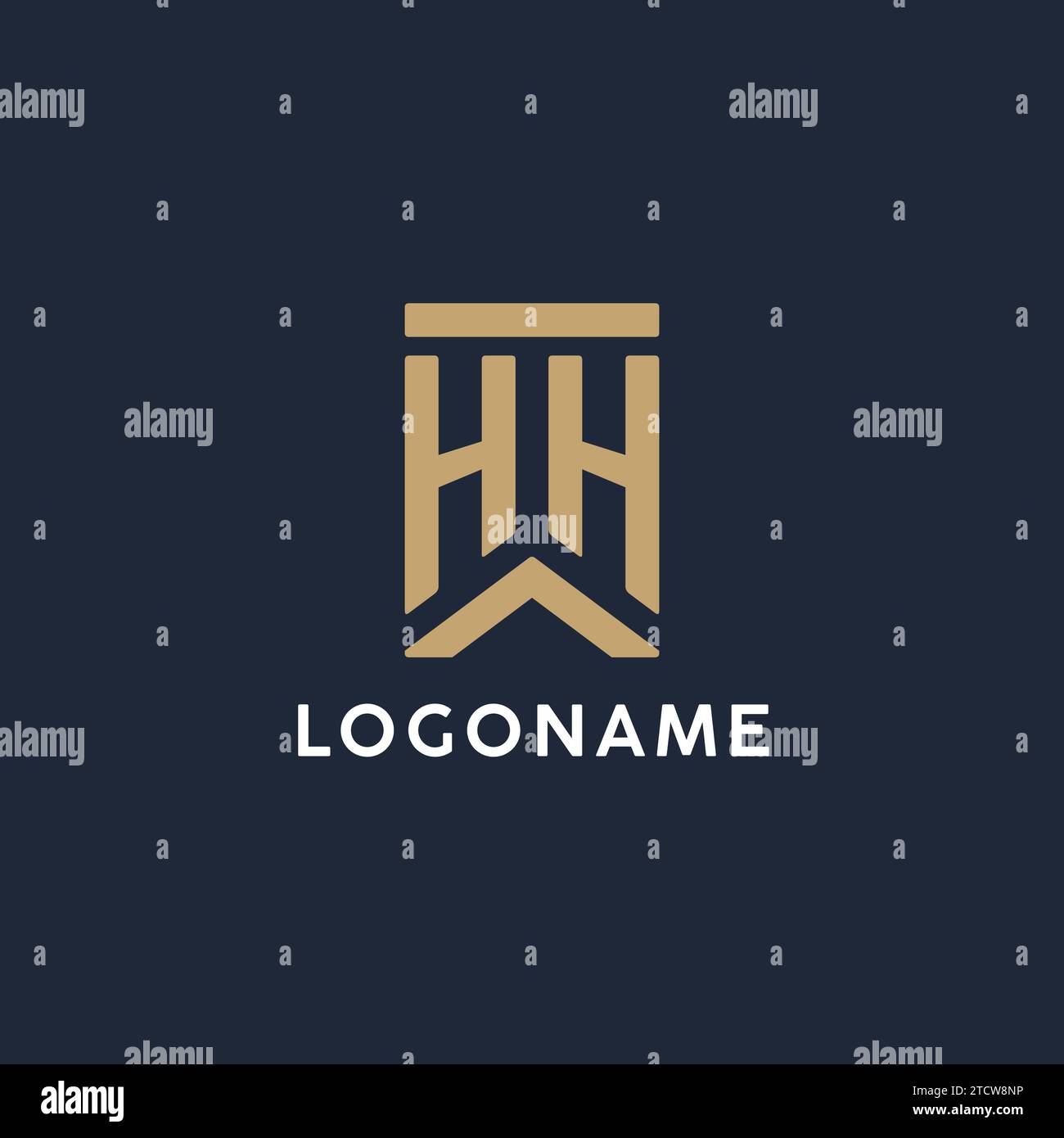 HH initial monogram logo design in a rectangular style with curved side ideas Stock Vector Image ...
