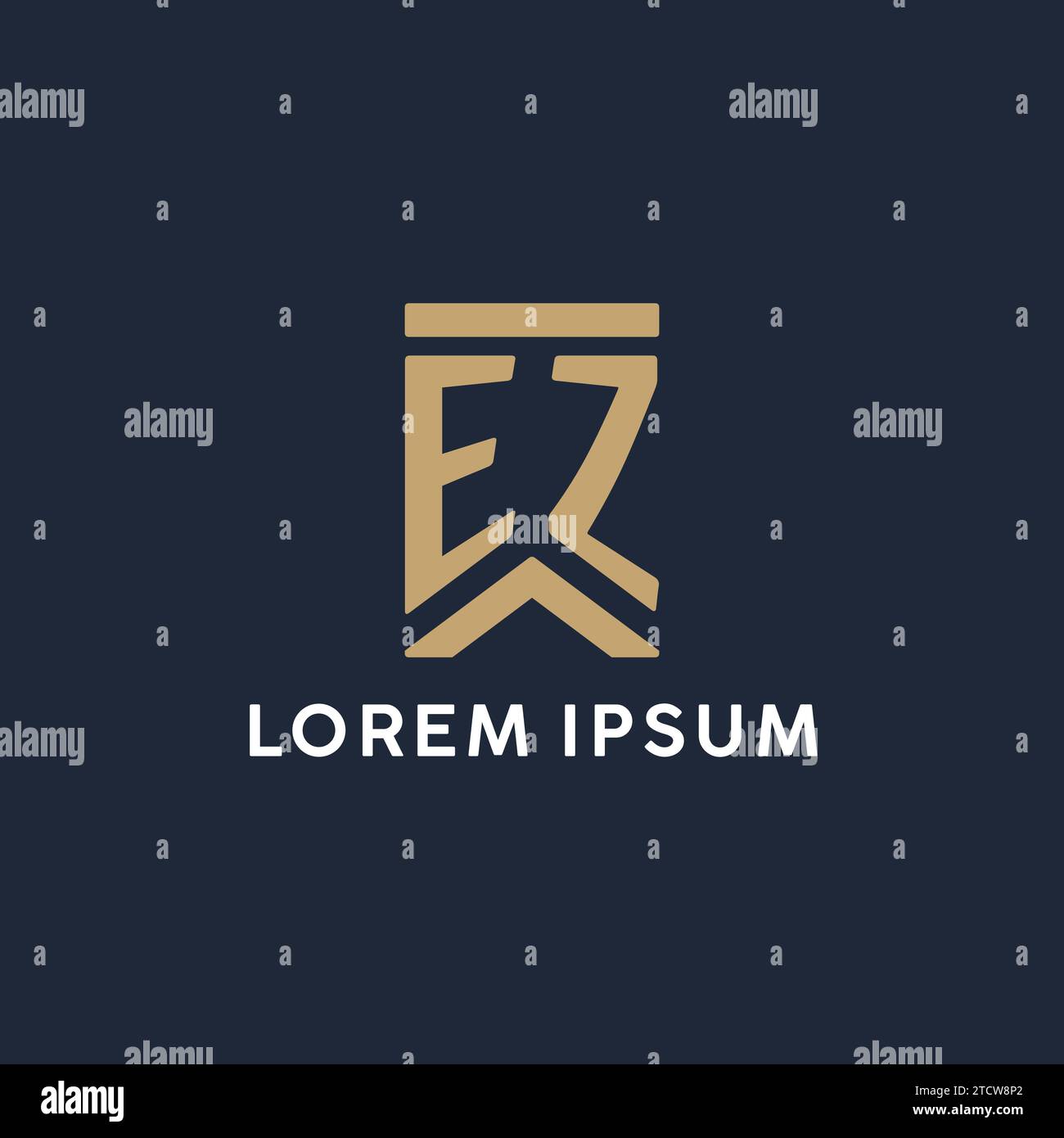 EZ initial monogram logo design in a rectangular style with curved side ...