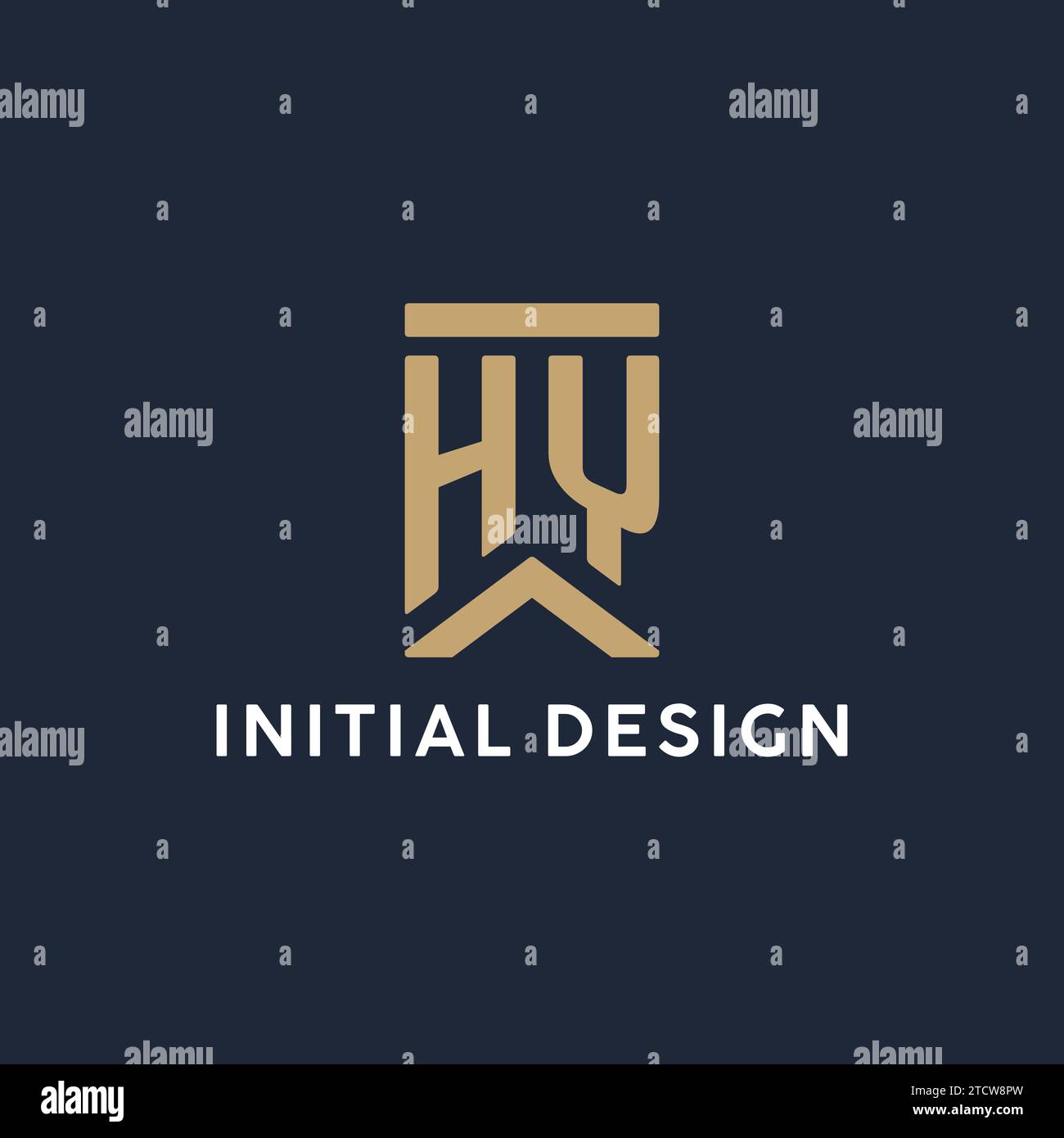 HY initial monogram logo design in a rectangular style with curved side ...