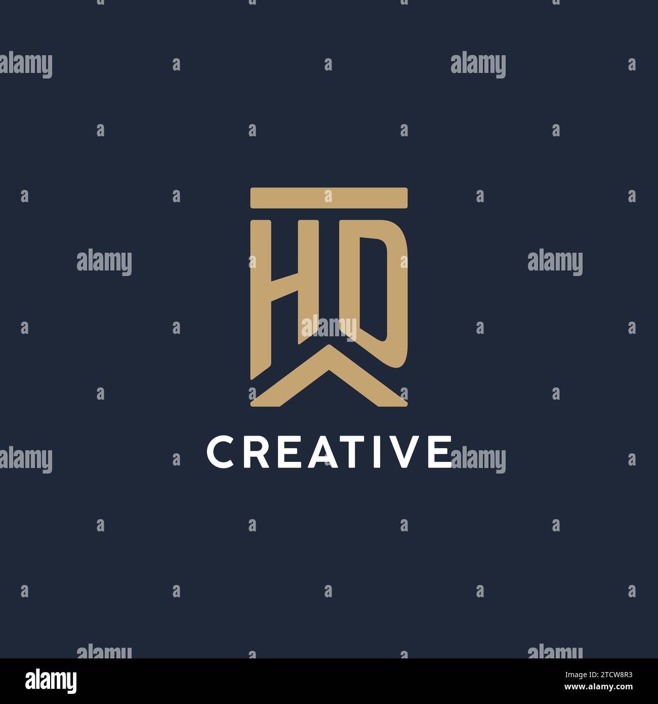 HD initial monogram logo design in a rectangular style with curved side ...