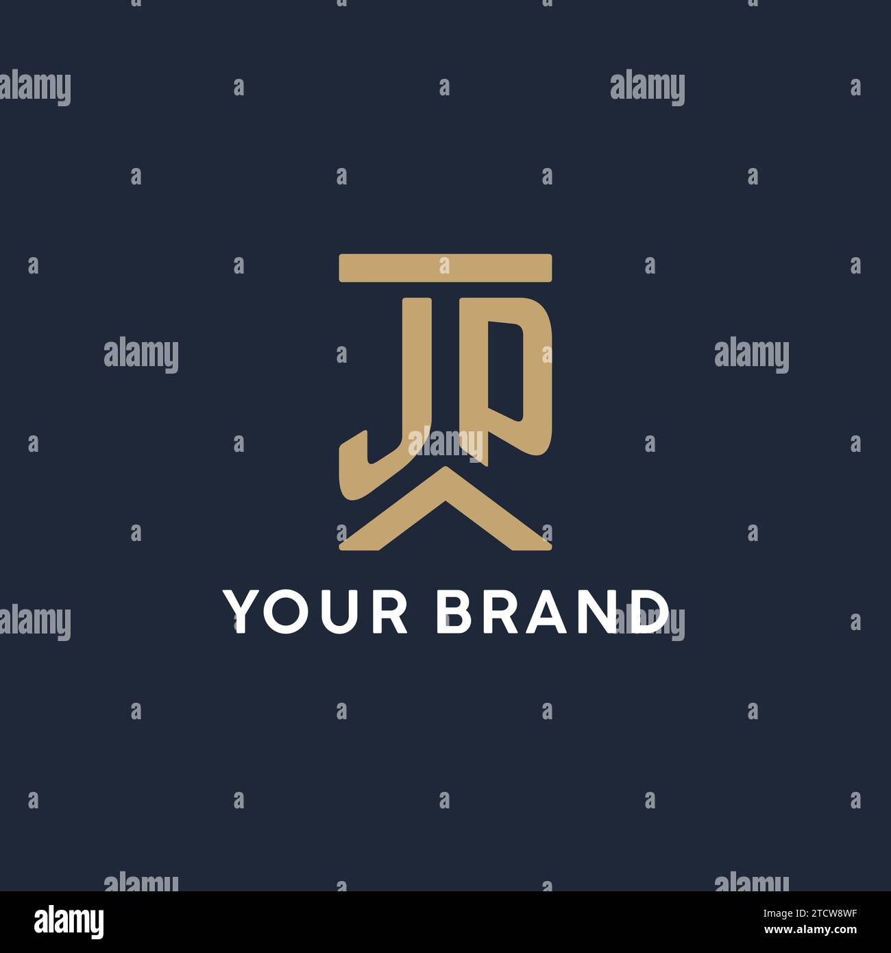 JP initial monogram logo design in a rectangular style with curved side ...