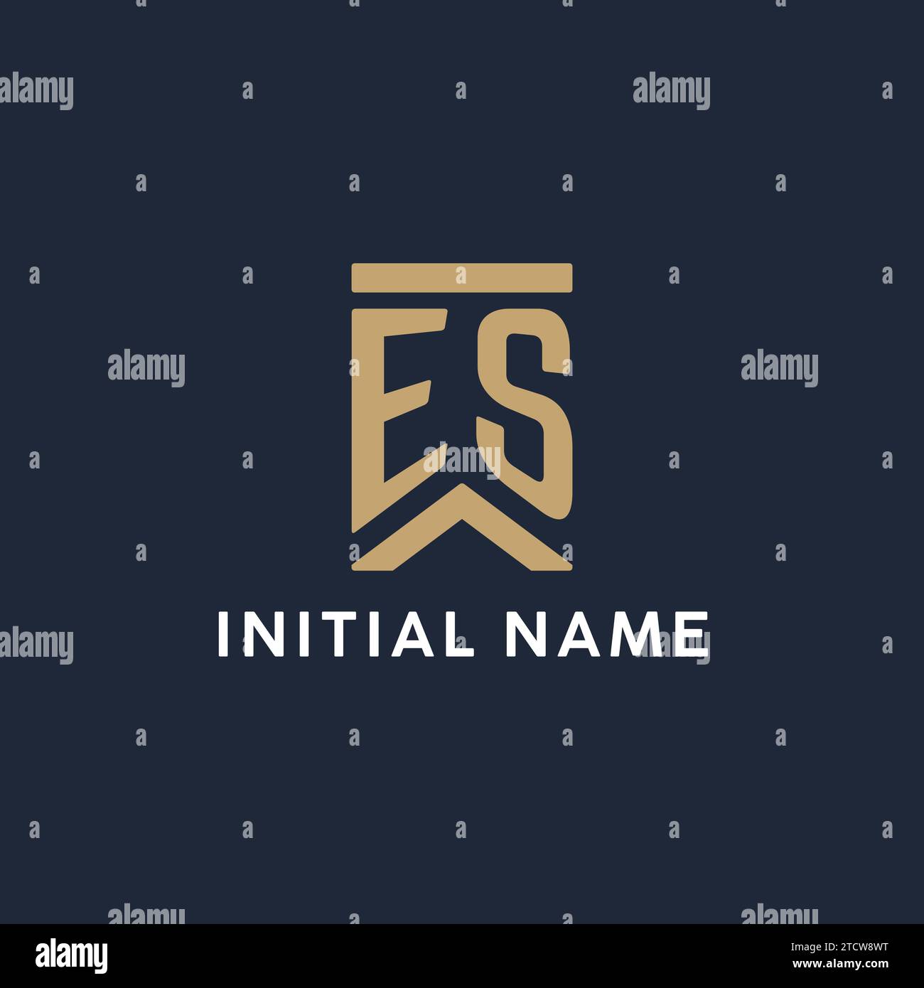 ES initial monogram logo design in a rectangular style with curved side ideas Stock Vector Image ...